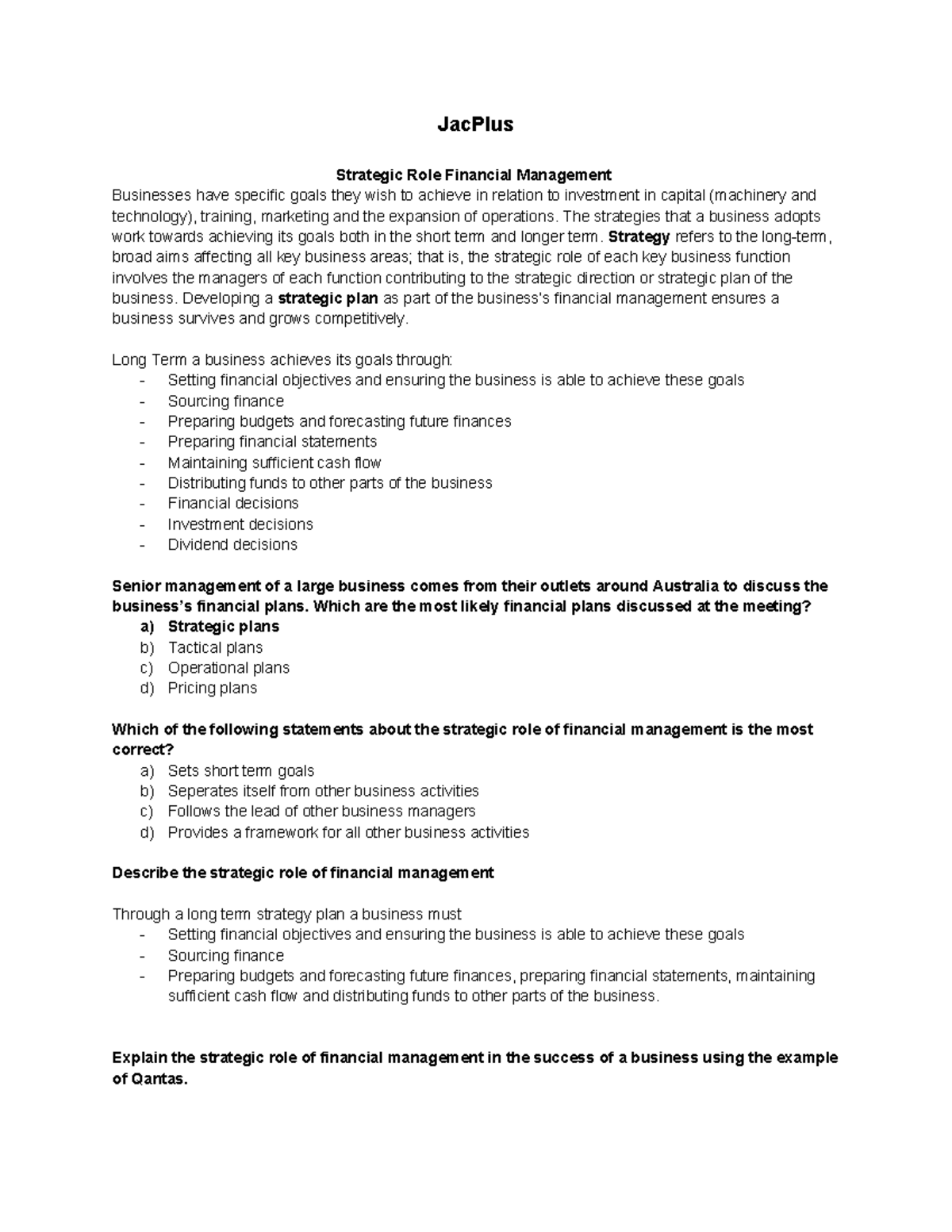 JacPlus PEGLS Financial Management: Strategic Role & Business Success ...