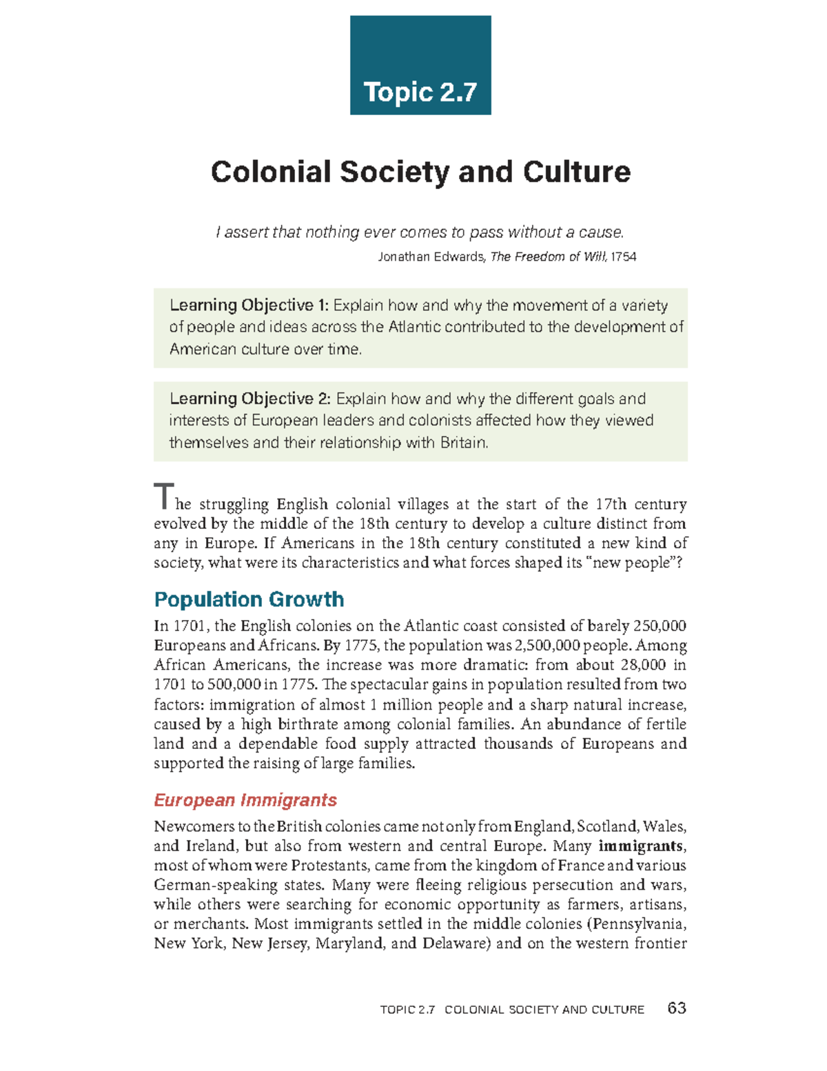 Colonial Society and Culture: Development and Diversity in 18th Century ...