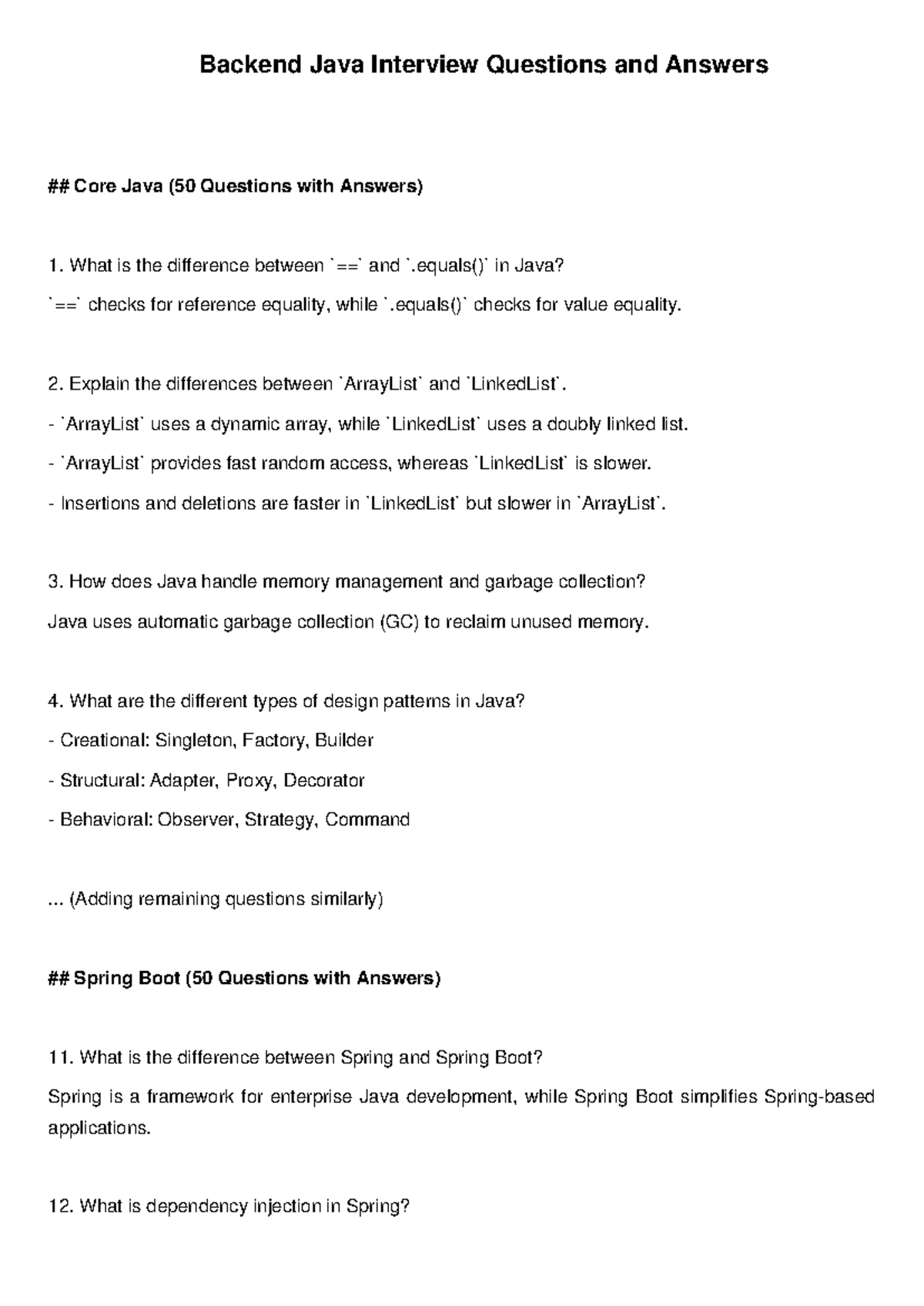 Backend java questions - Backend Java Interview Questions and Answers ...