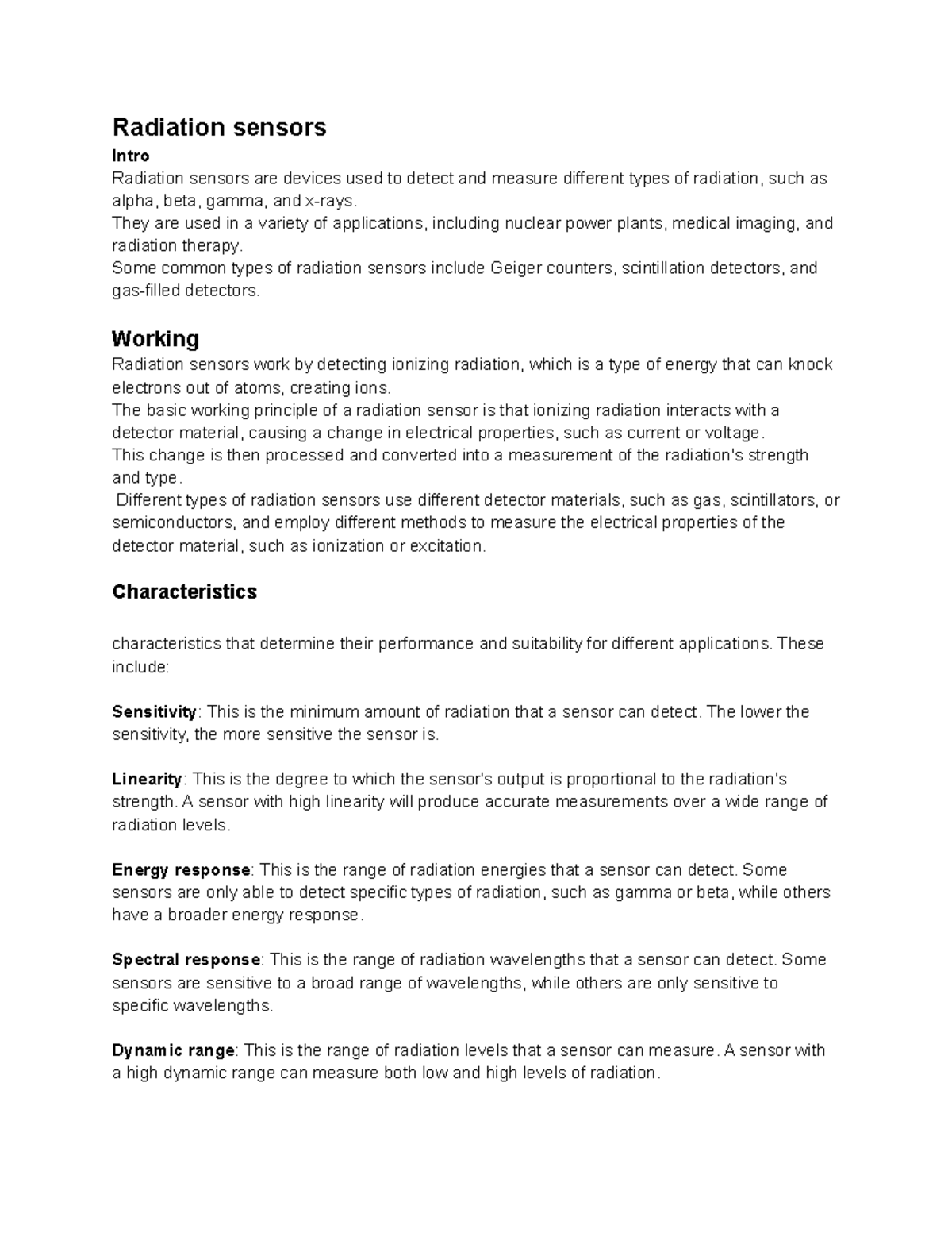Unit 4: Radiation Sensors Overview and Applications - ES - Studocu