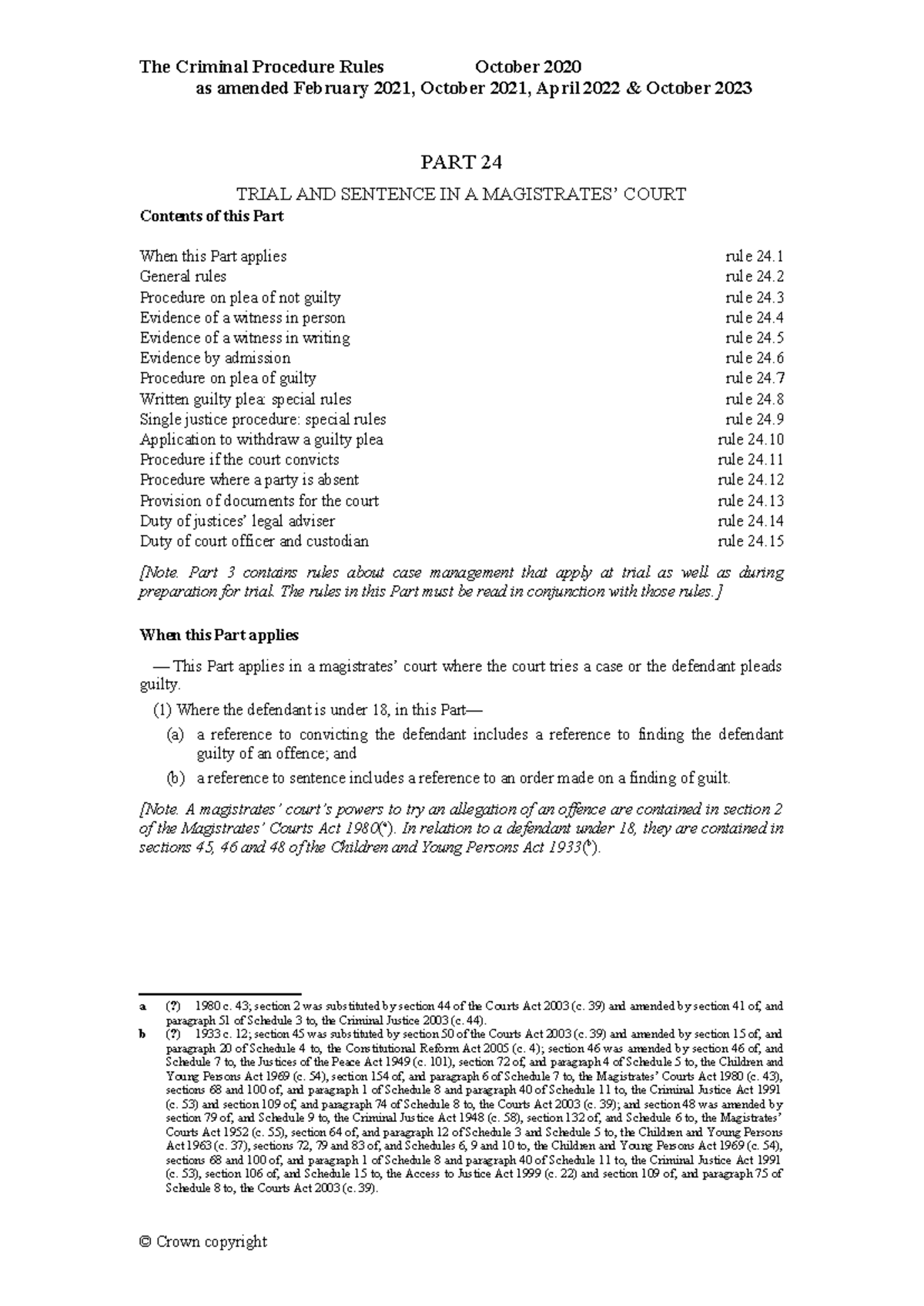 Crim Proc Rules 2020: Mag Court Trial & Sentence (Part 24) - Studocu