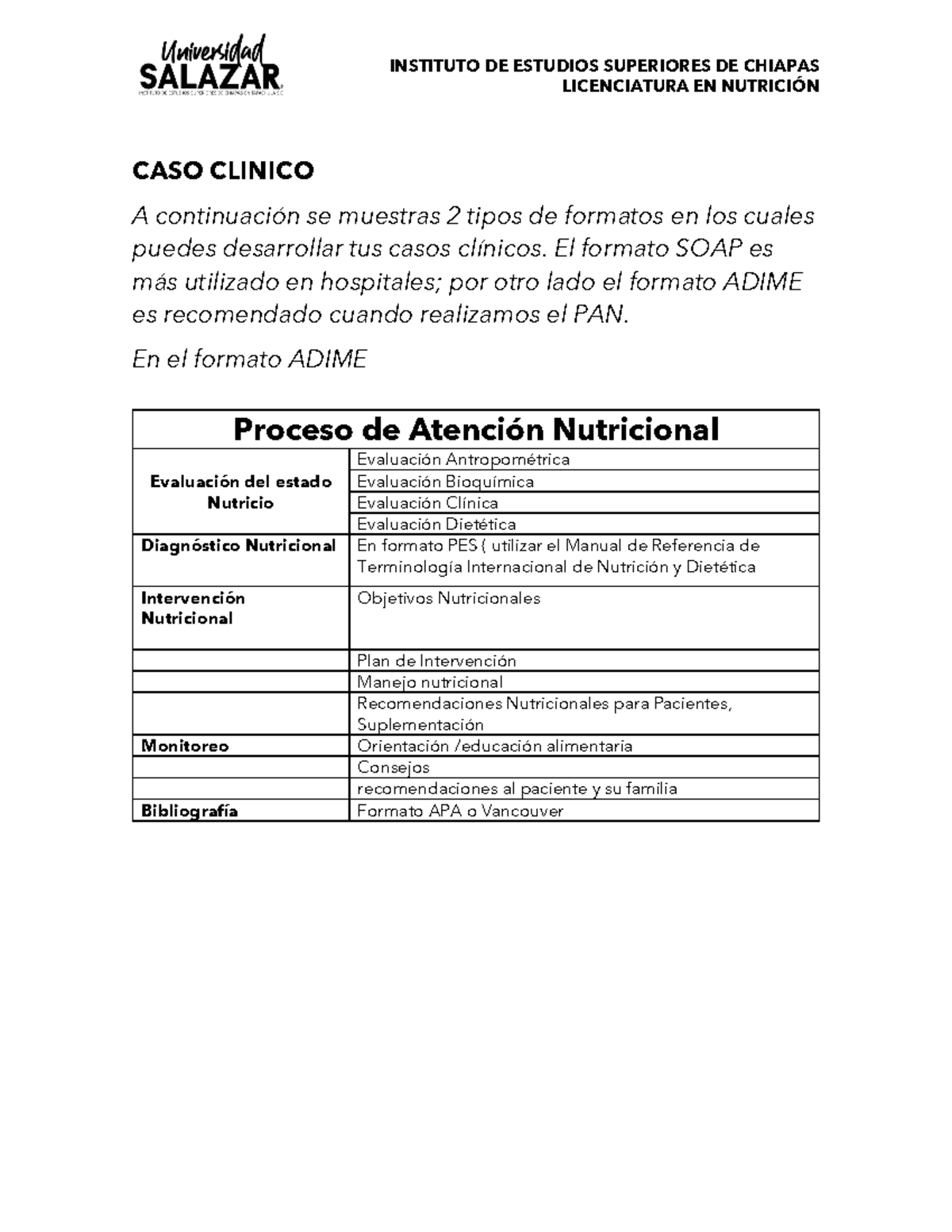 Formato SOAP y ADIME para Casos Clínicos en Nutrición: Guía Estudiantil ...