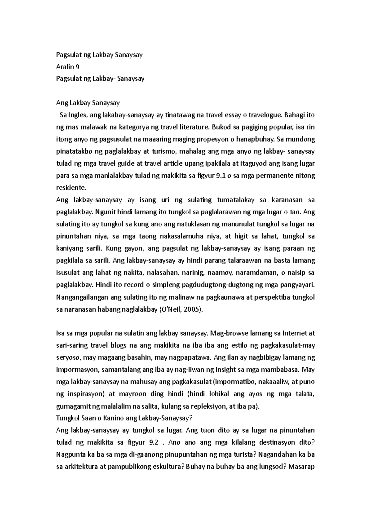 Pagsulat ng Lakbay - Filipino context in writing Travel Essay ...