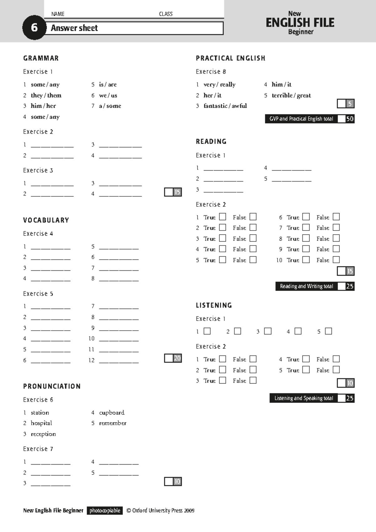 New English File Beginner (NEF) Test Answers - Studocu