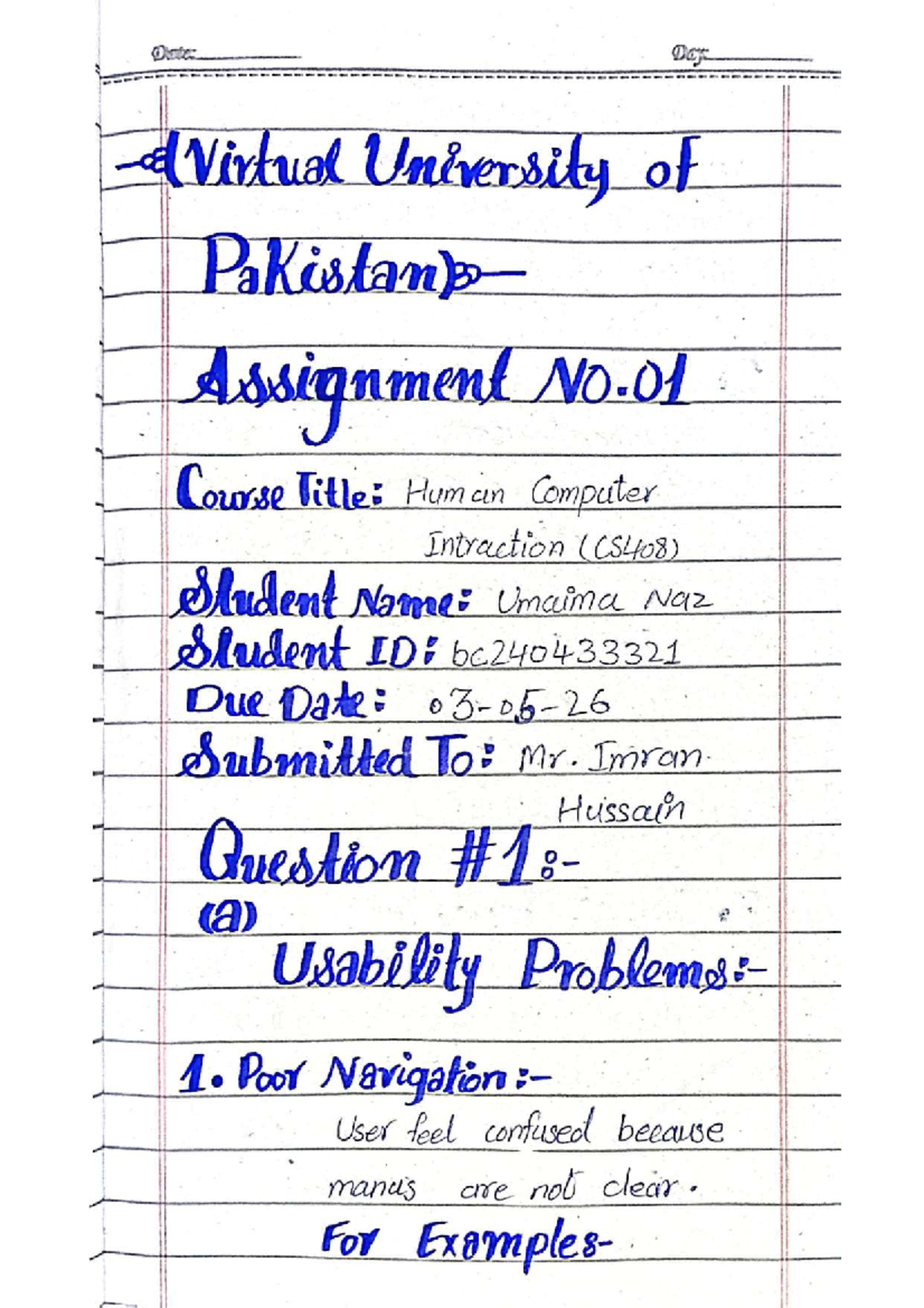 C5408 Assignment No.01: Usability Issues in Human-Computer Interaction ...