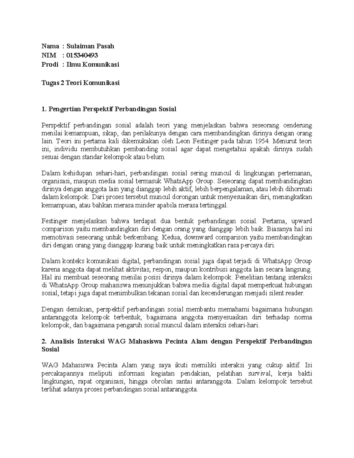 Tugas 2: Analisis Perbandingan Sosial dalam WAG Mahasiswa Komunikasi ...