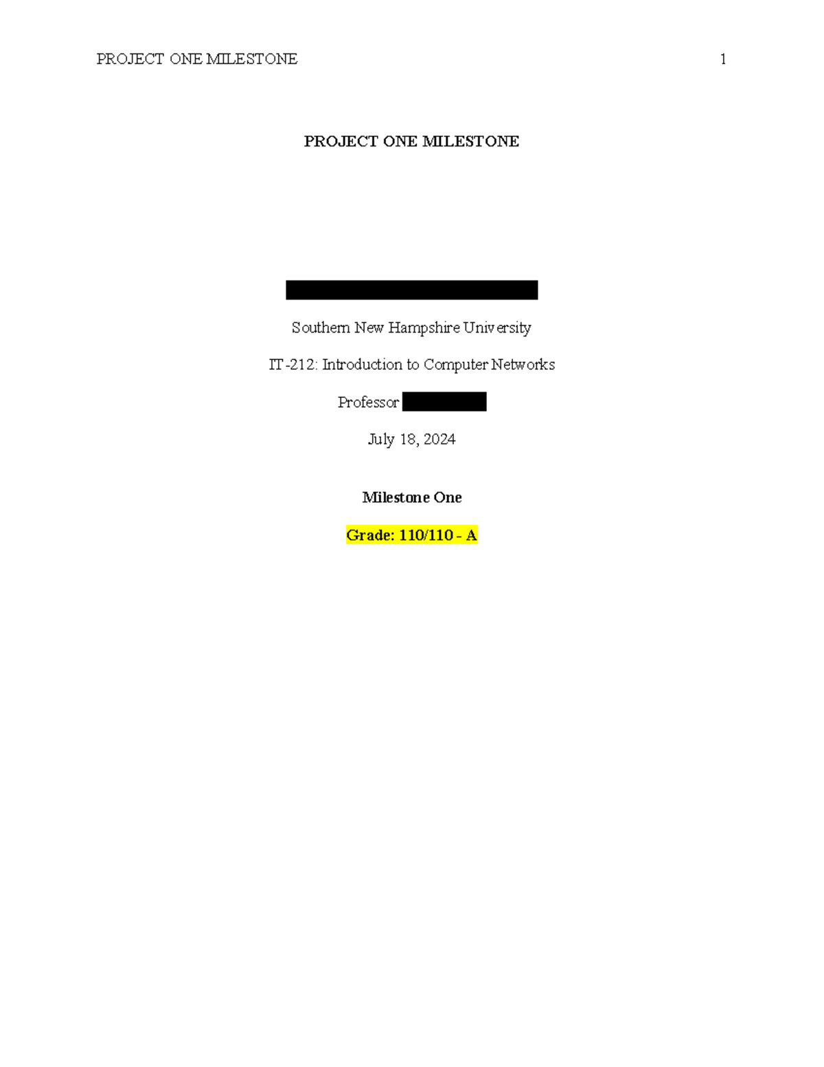 IT212, 3-2 Assignment - Milestone One - PROJECT ONE MILESTONE Alfred ...