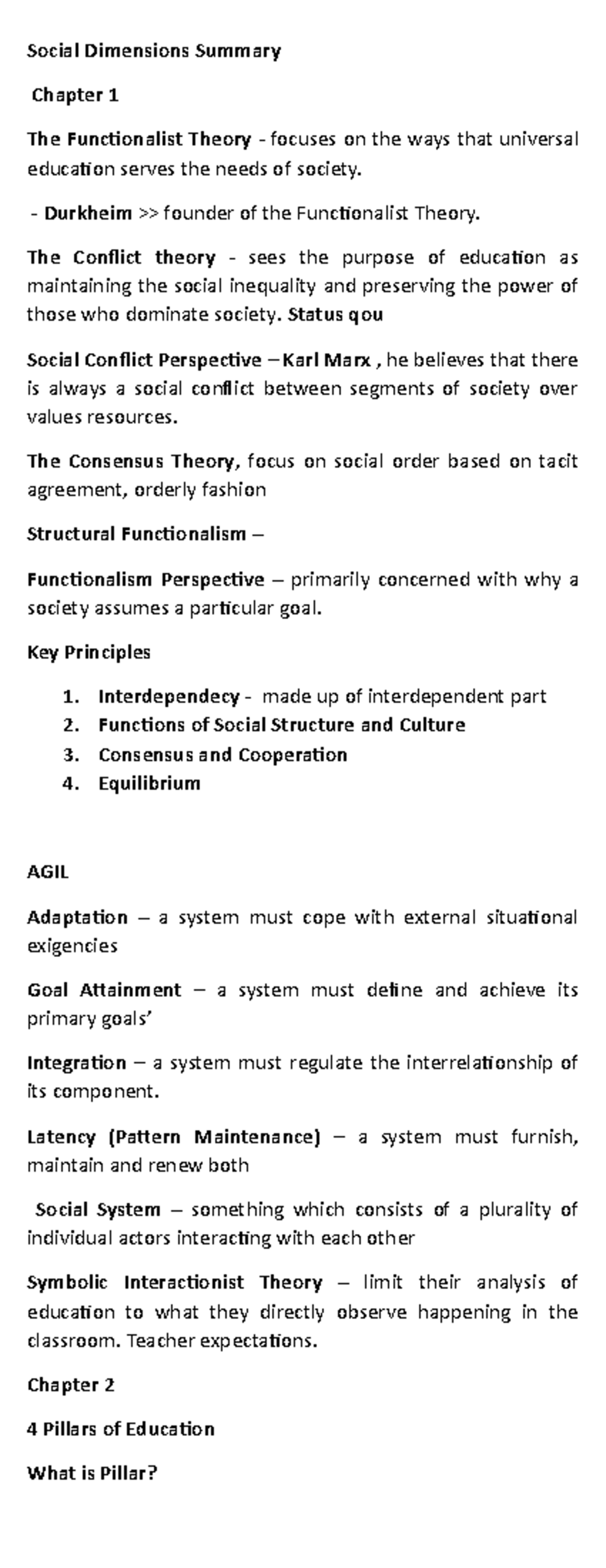 New Social Dimensions Summary Chapter - Social Dimensions Summary ...