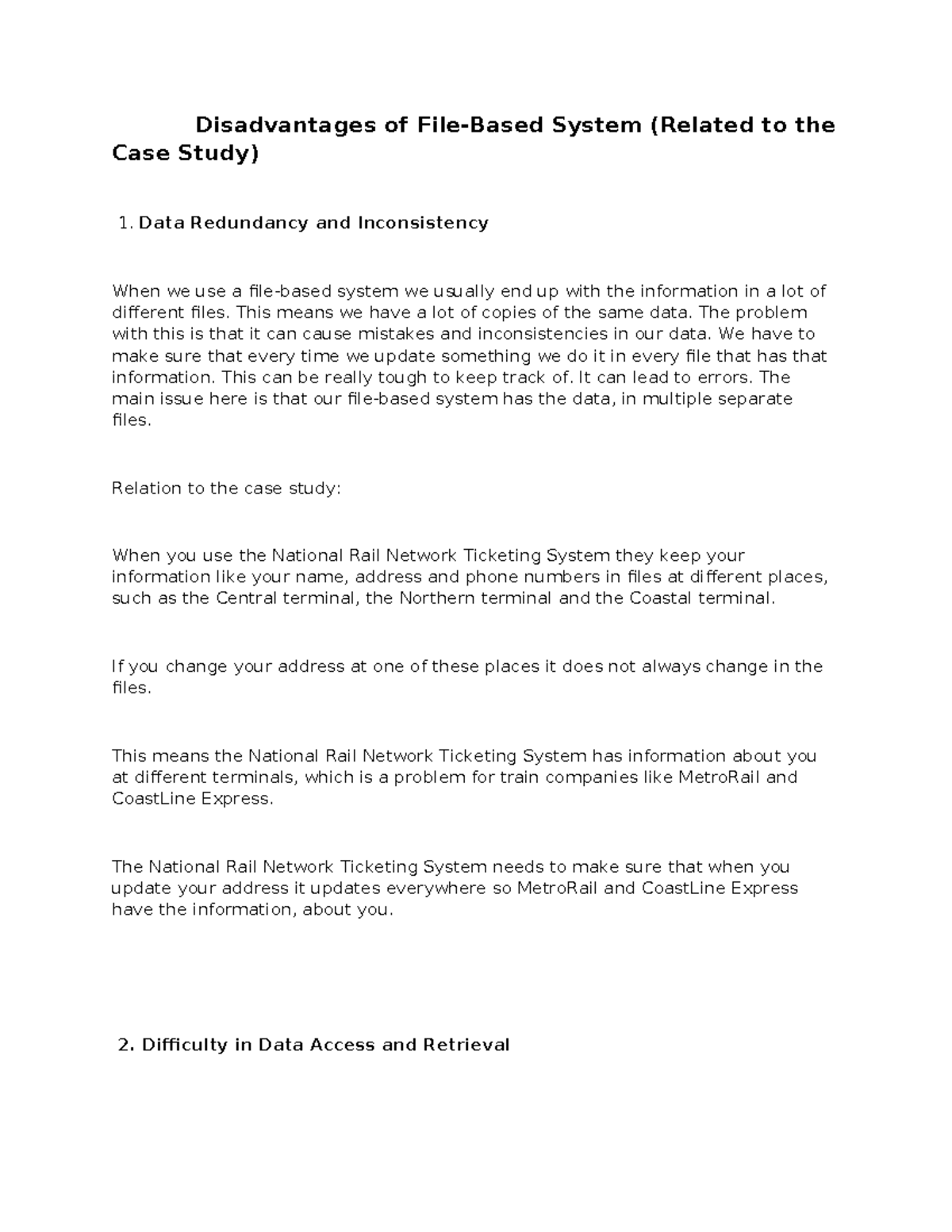 Disadvantages of File-Based Systems in National Rail Network Case Study ...