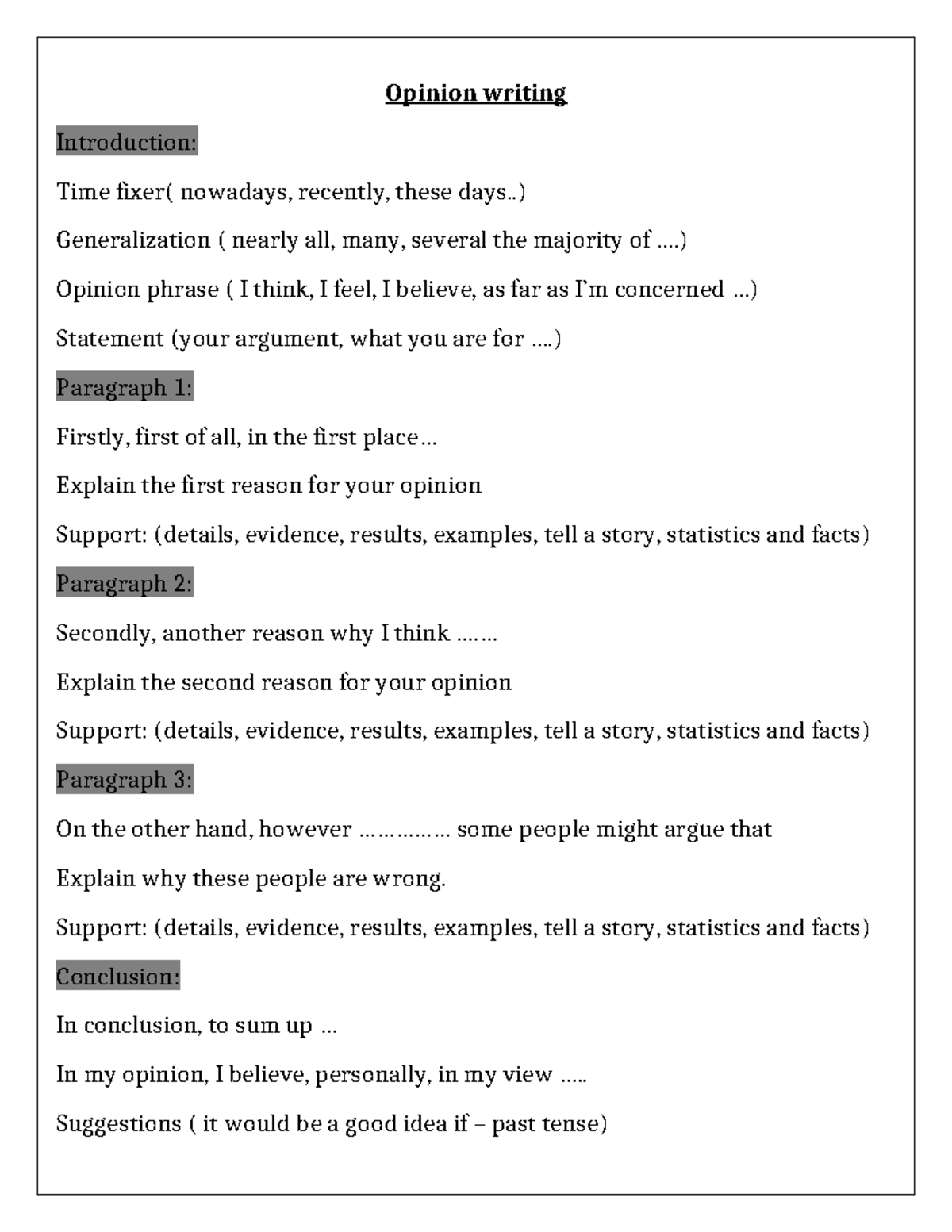 Opinion Writing Guide - NCEA Level 1 English - Studocu