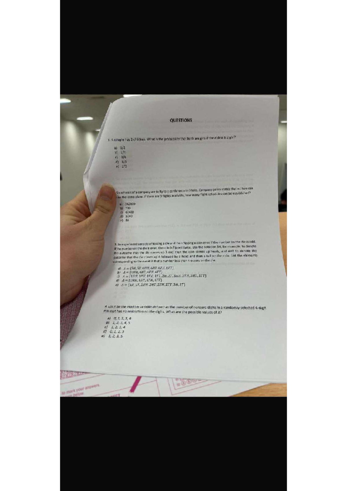 Probability Midterm Questions 2024-2025 - Studocu