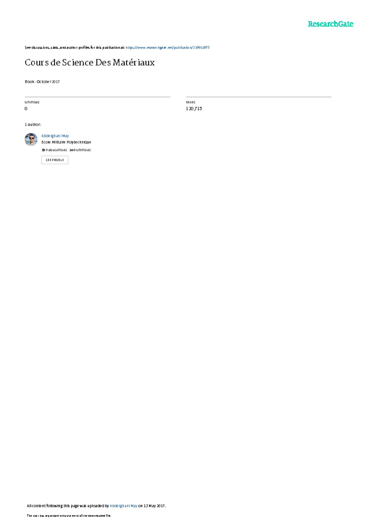 Cours de Science des Matériaux - Chapitre I : Généralités et Concepts ...
