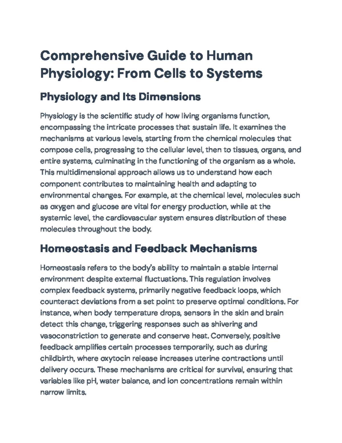 Comprehensive Overview of Human Physiology: Cells to Systems ...