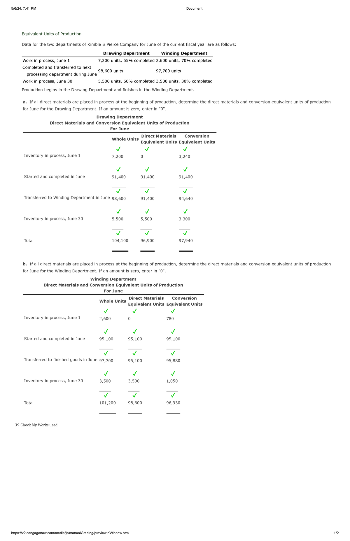 ACC 202 - Problem Set on Equivalent Units of Production (Modules 2-3 ...