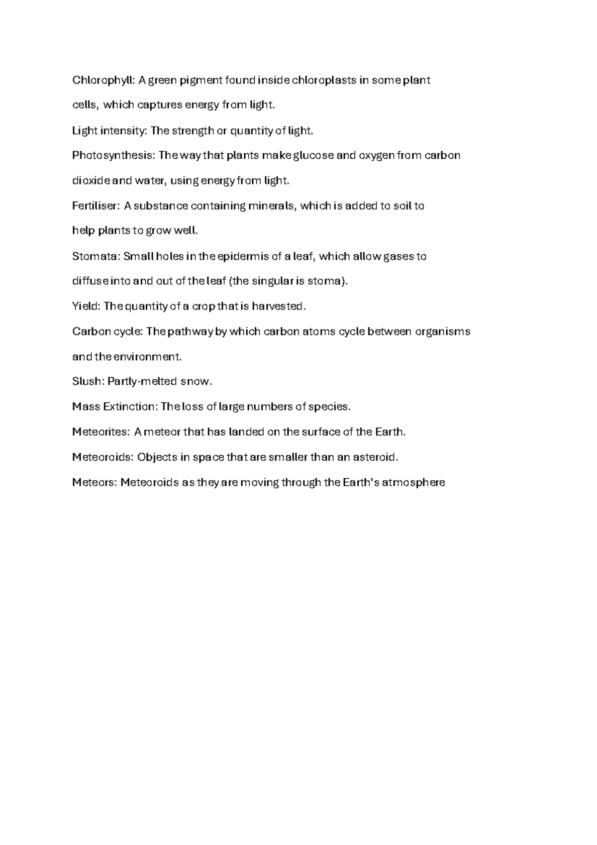 Keywords Unit 1: Photosynthesis, Chlorophyll, Carbon Cycle & More - Studocu