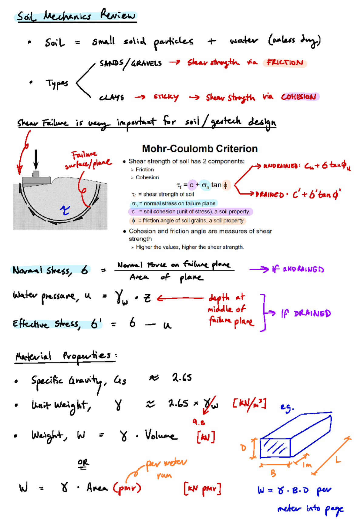 Geotech ENGG1300 Soil Mechanics Review Notes - Studocu