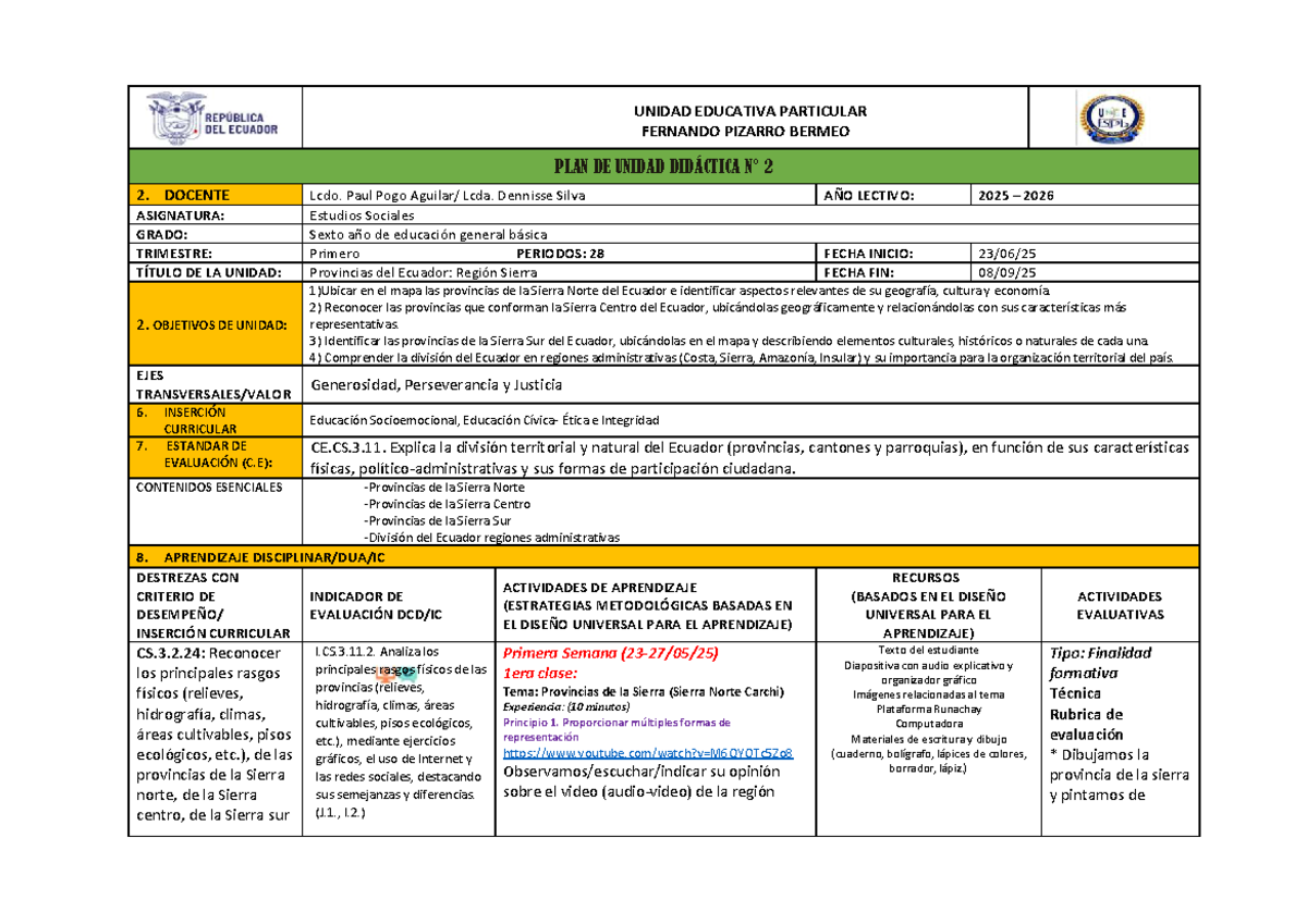 Planificación Didáctica: Provincias de la Sierra Norte - Estudios ...