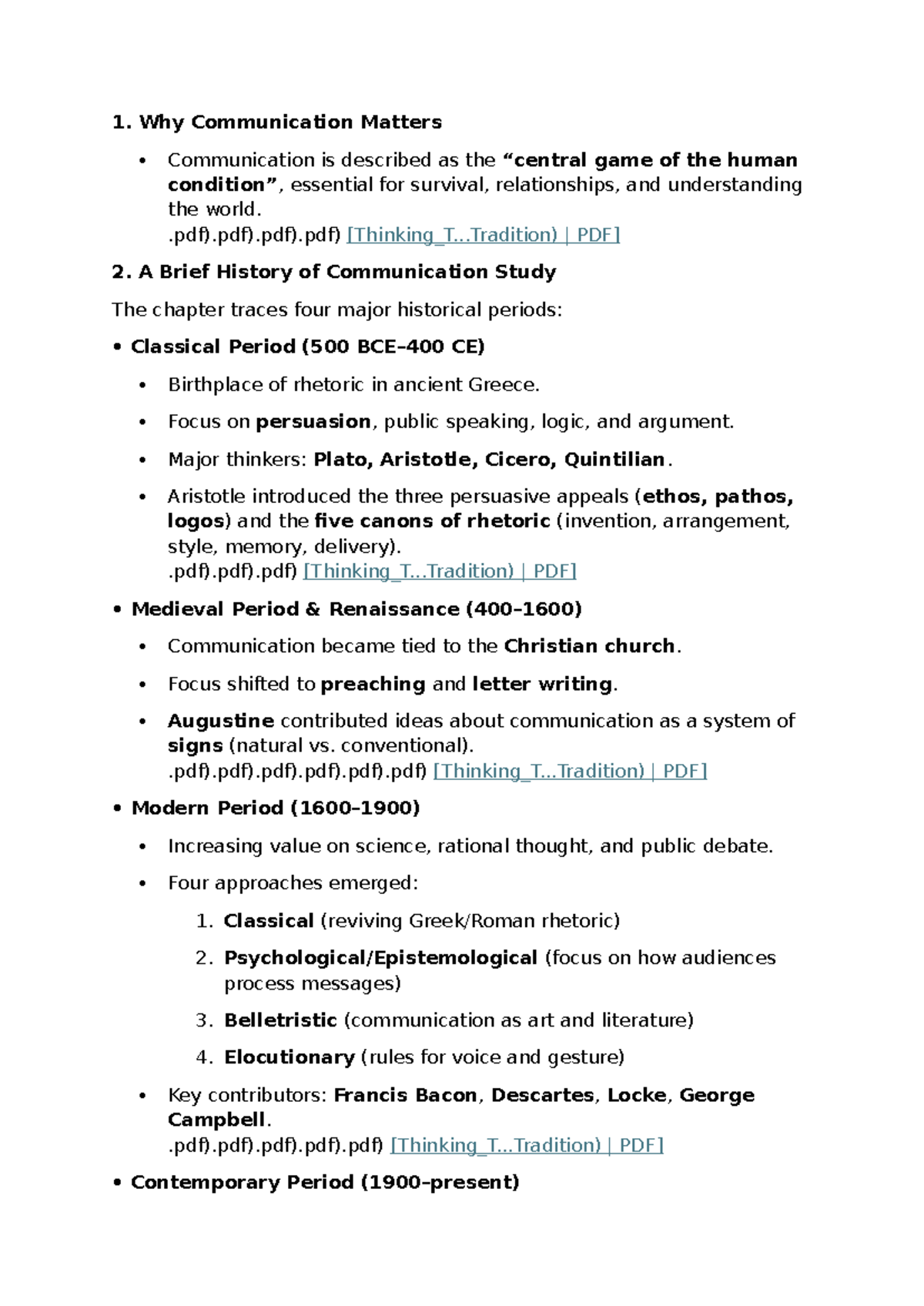 COM100 - Chapter 1 Summary: The Importance and History of Communication ...