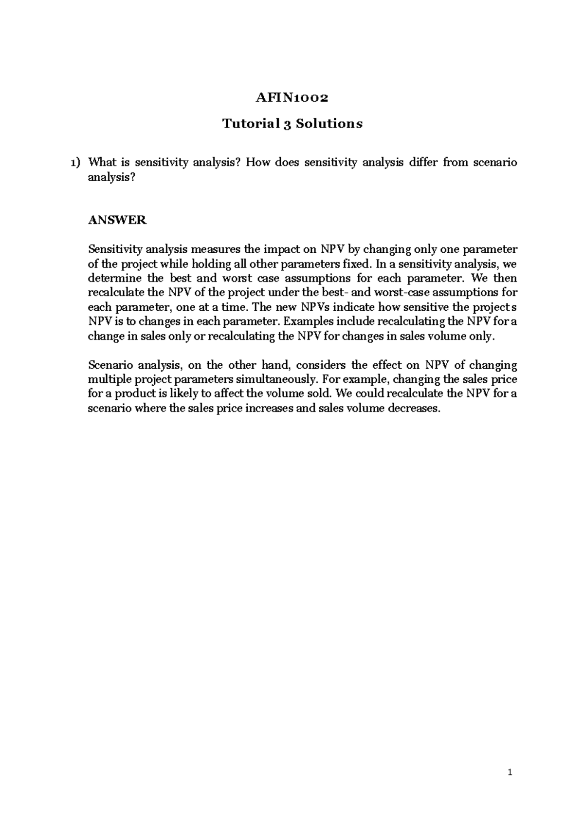 AFIN1002 Tutorial 3 Week 4 solutions - AFIN Tutorial 3 Solutions What ...