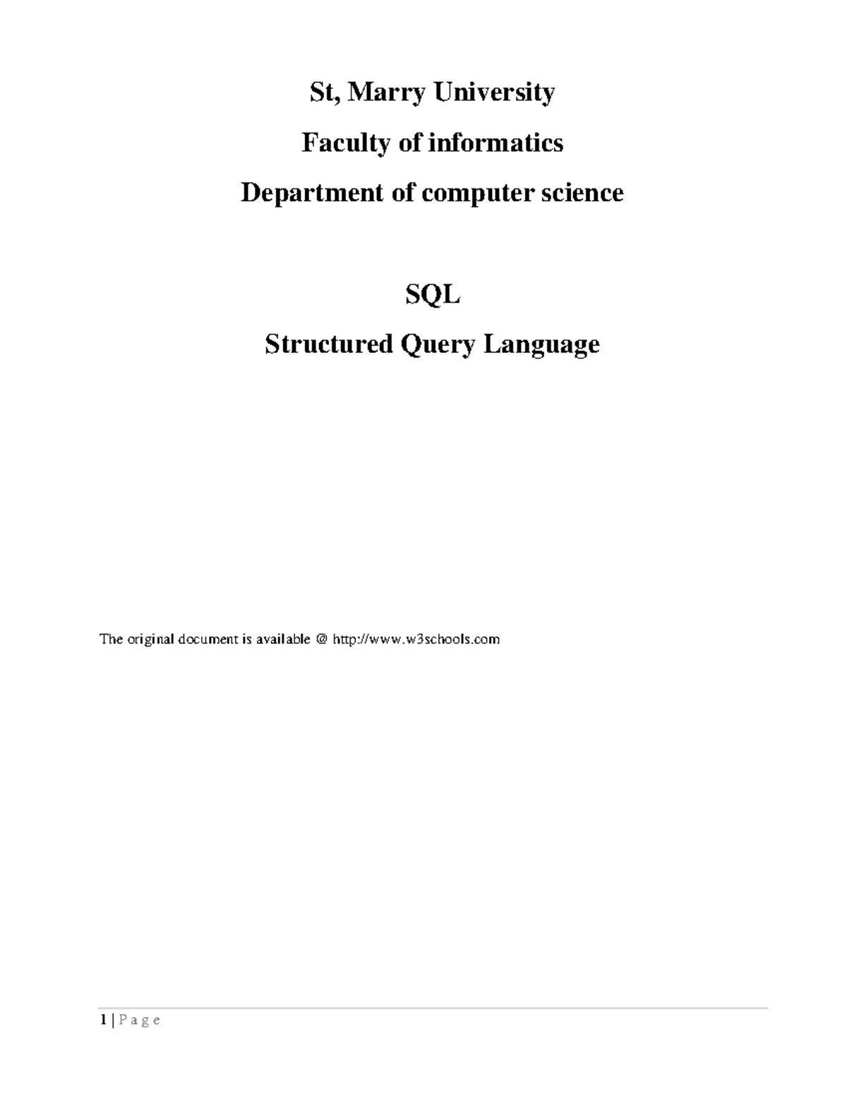SQL Basics: Introduction to Structured Query Language (CS 101) - Studocu