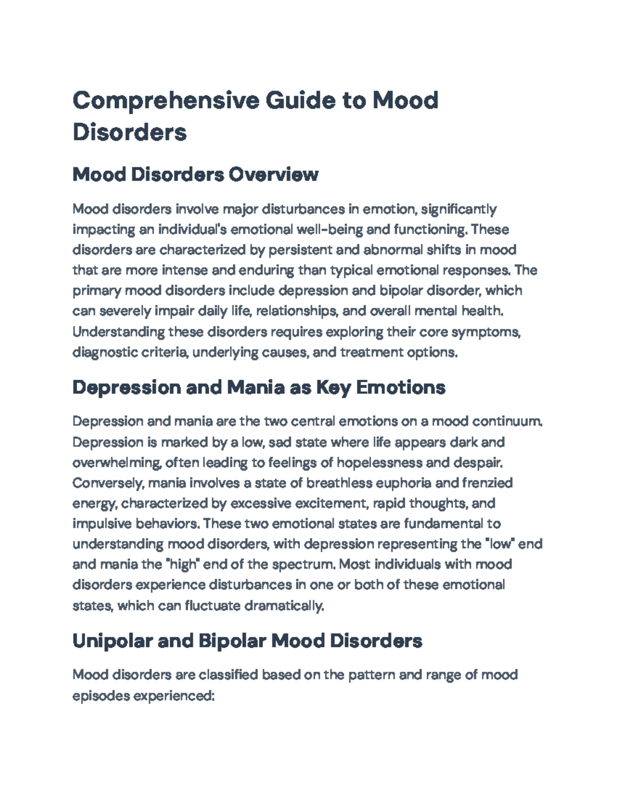 Comprehensive Overview of Mood Disorders: Types, Symptoms & Treatments ...