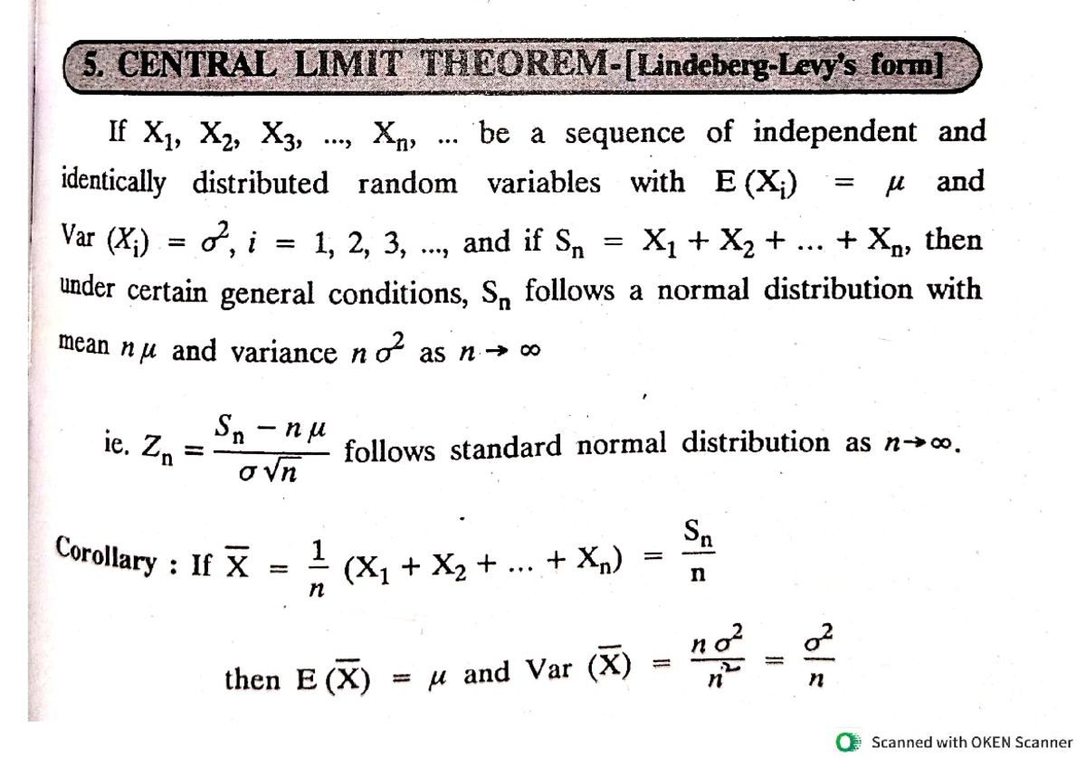 Central Limit Theorem Notes (Course Code: CLT 101) - Studocu