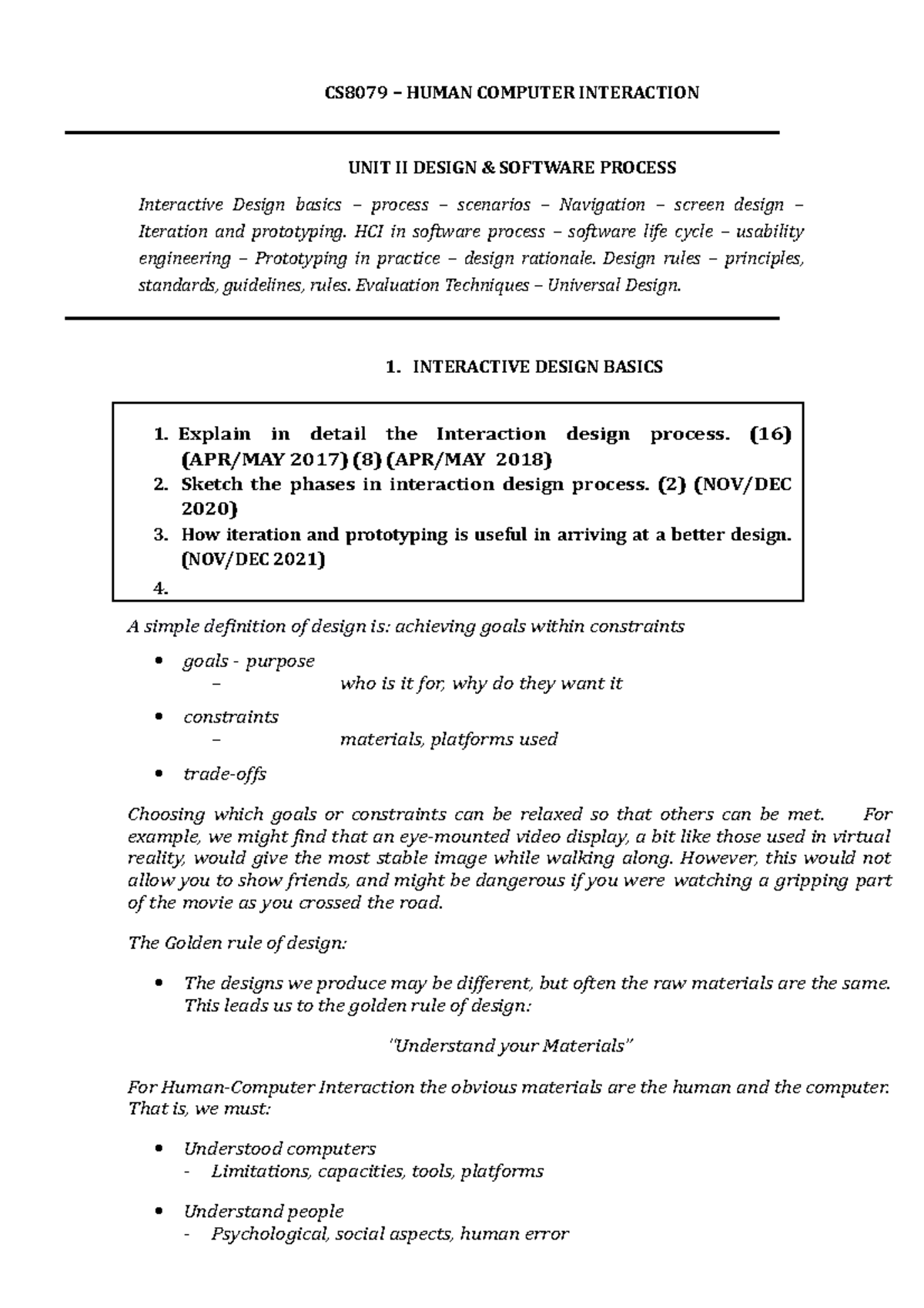 CS8079 Unit II-2 - NOTES - CS8079 – HUMAN COMPUTER INTERACTION UNIT II ...