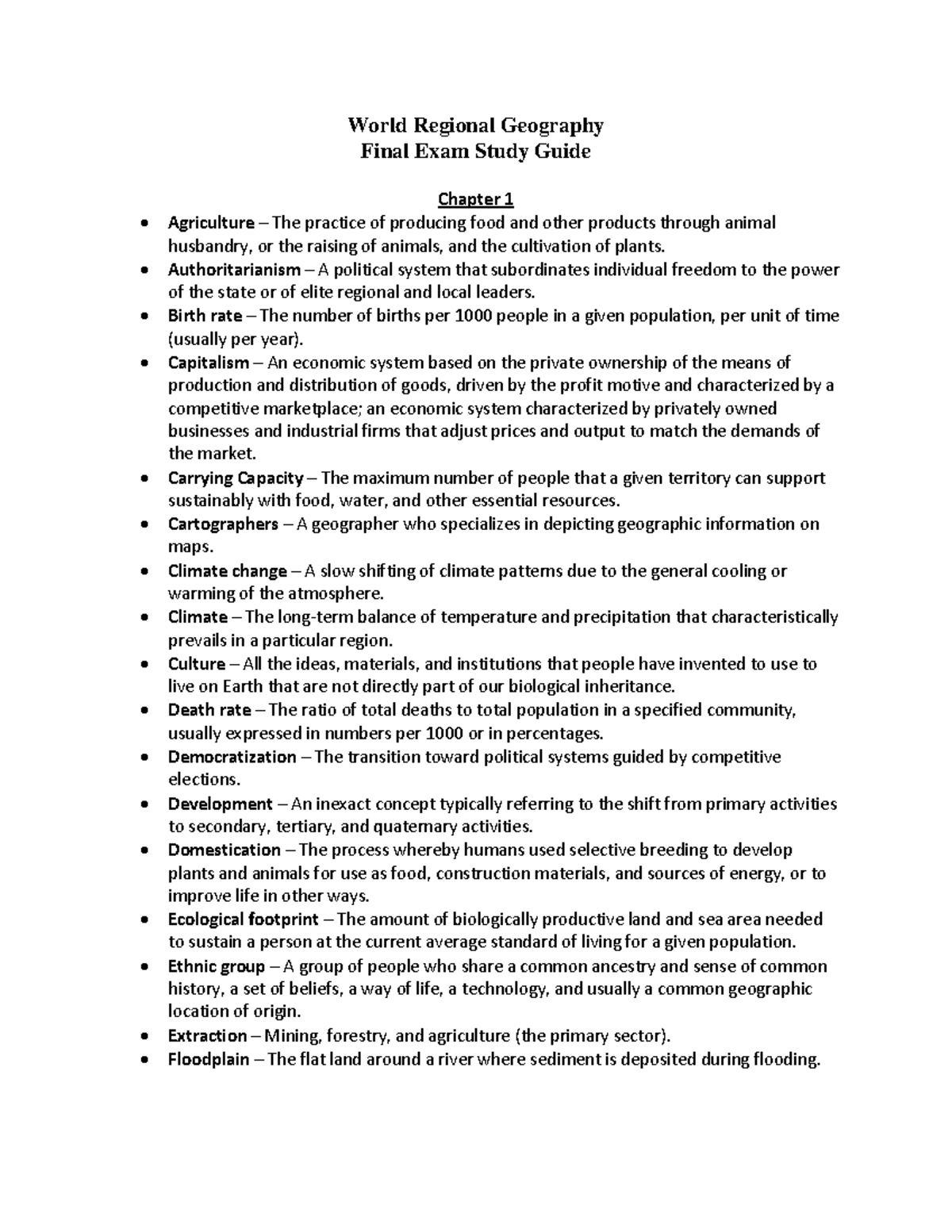 World Geography (GEOG 101) - Final Exam Study Guide Essentials - Studocu