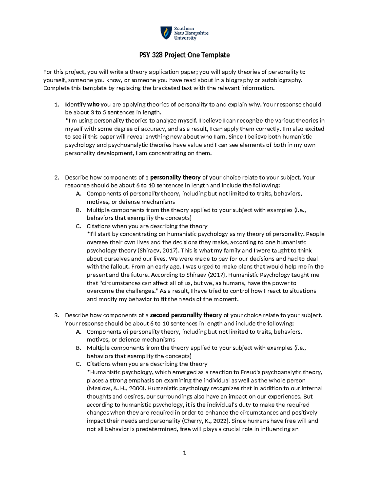 6-2 Project - PSY 328 Project One Template For this project, you will ...