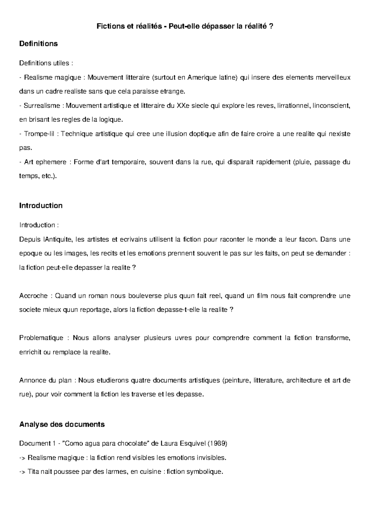 Fictions et Réalités : Analyse du Réalisme Magique et du Surréalisme ...