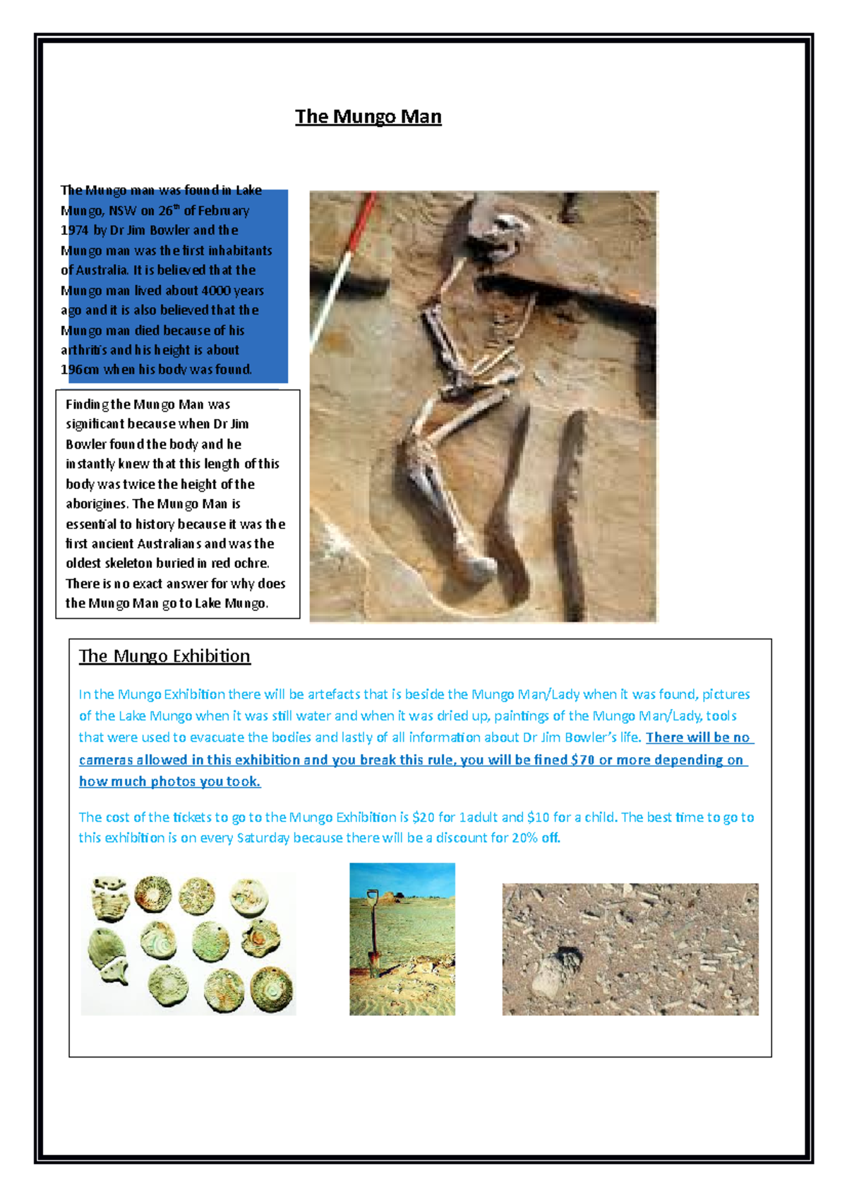 The Mungo Man - Very informative - The Mungo Man The Mungo man was ...