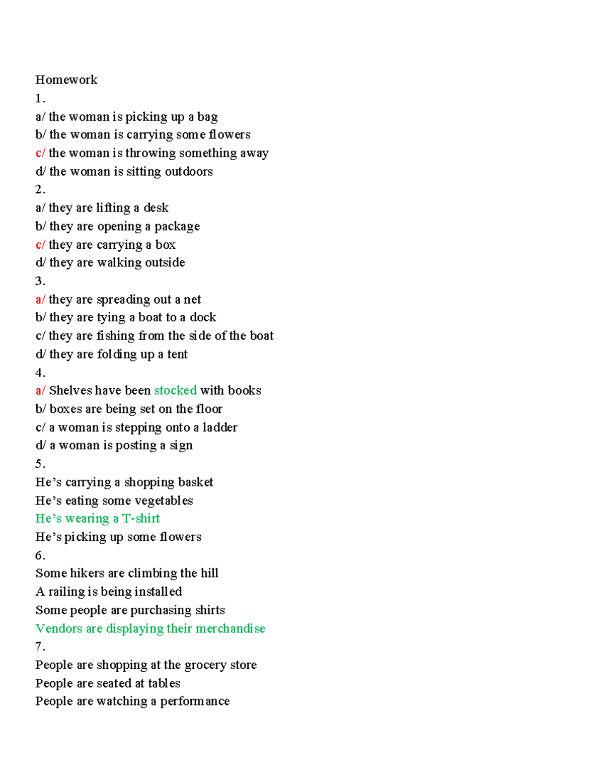 Homework 1 - English Key for Visual Descriptions - Studocu