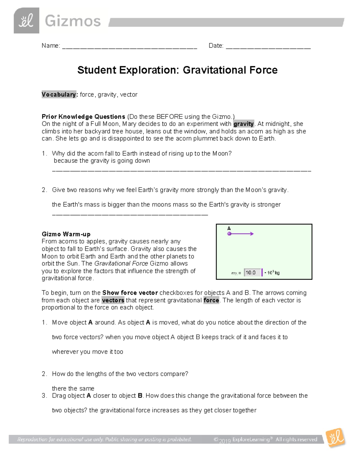 Gravitational Force Exploration SE: Understanding Gravity Factors - Studocu