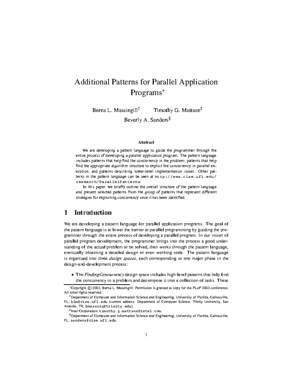 Additional Patterns for Parallel Application Development - Studocu