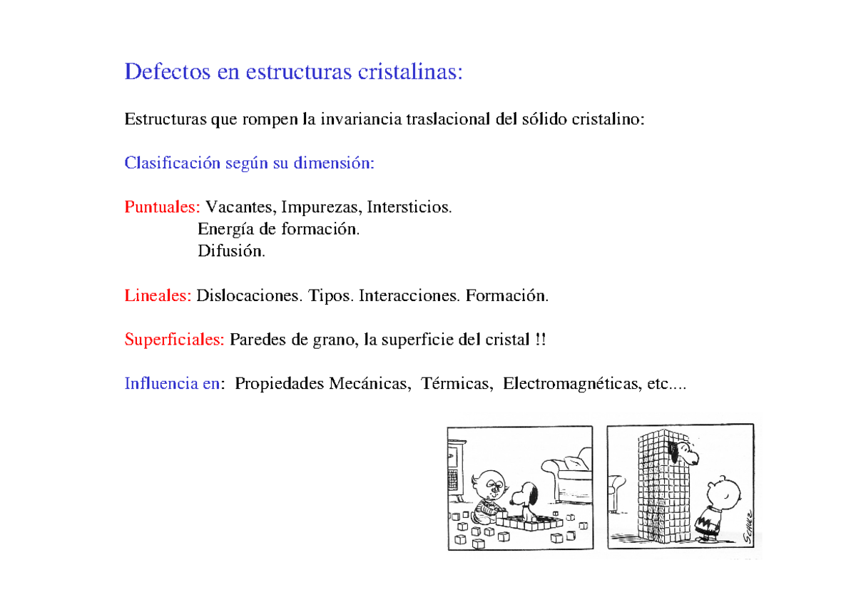 Defectos en Estructuras Cristalinas - Clase de Materiales (MATE 401 ...