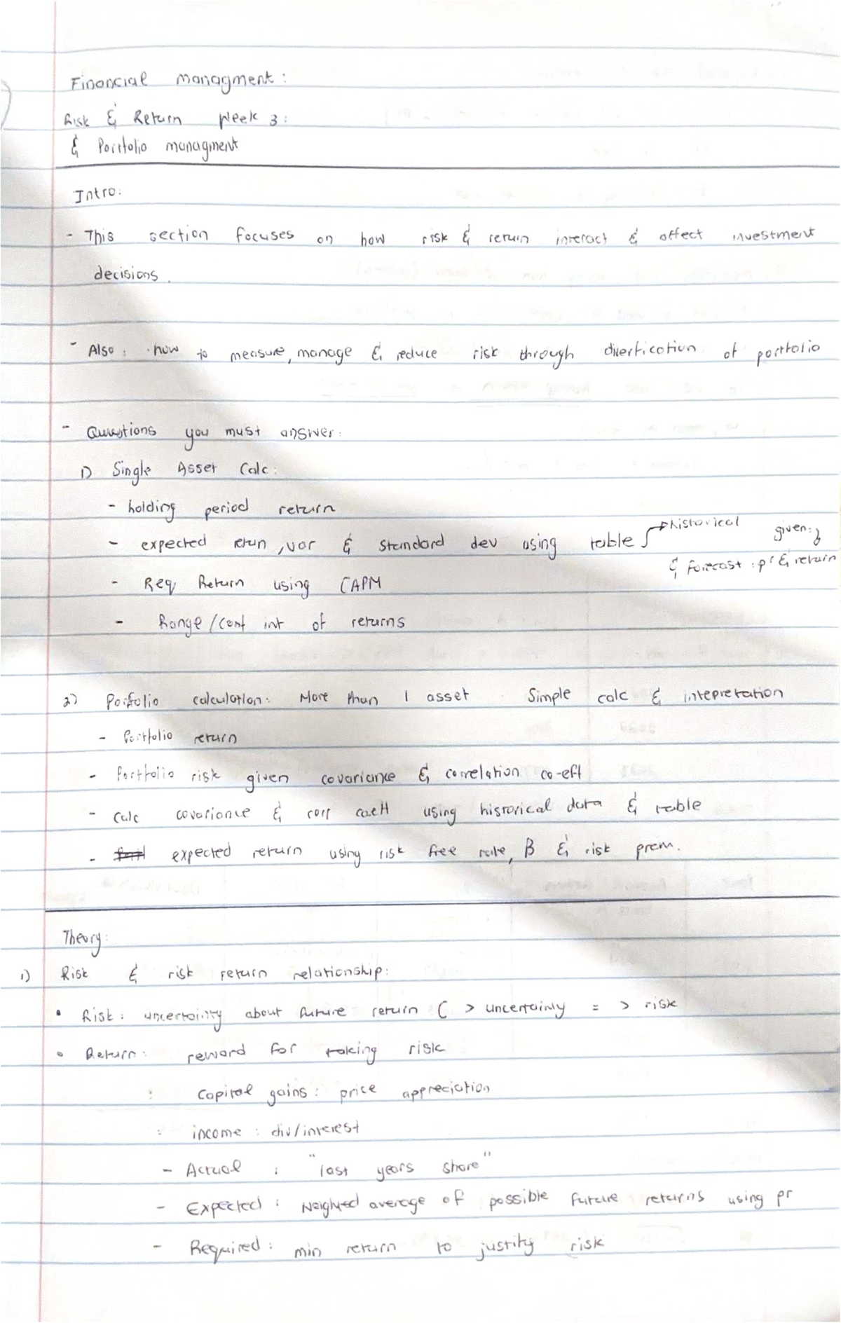 Financial Management: Risk-Return & Portfolio Management (Week 3) - Studocu