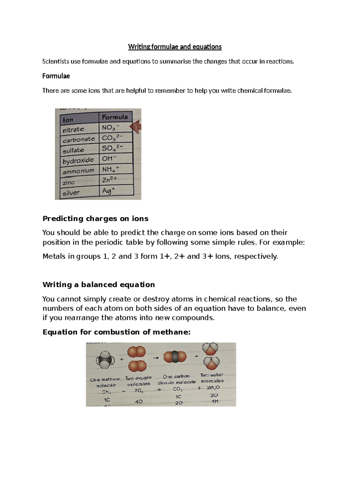 Chemistry Unit 1: Comprehensive Notes on Formulae and Reactions - Studocu