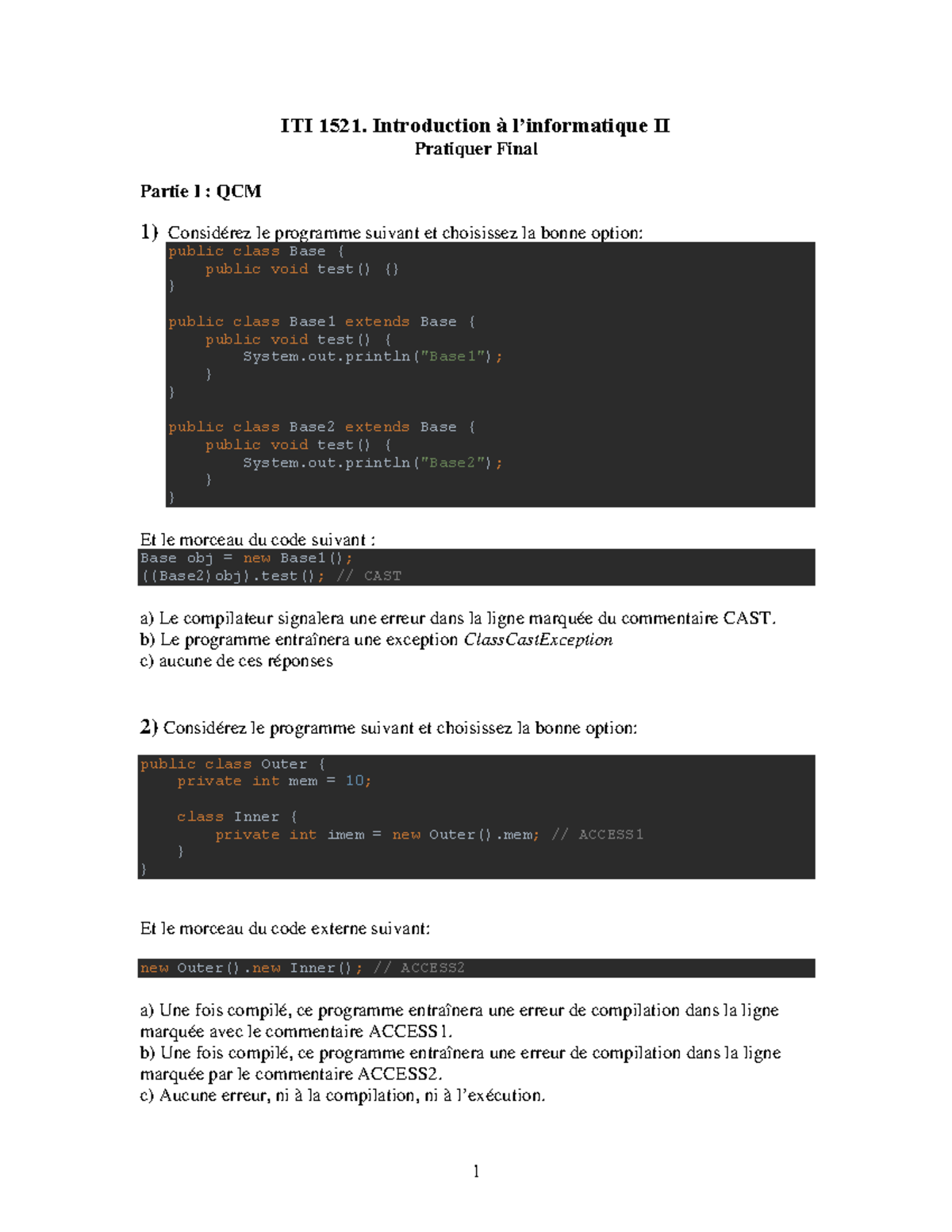 Pratique Final ITI1521 - ITI 1521. Introduction à l’informatique II ...