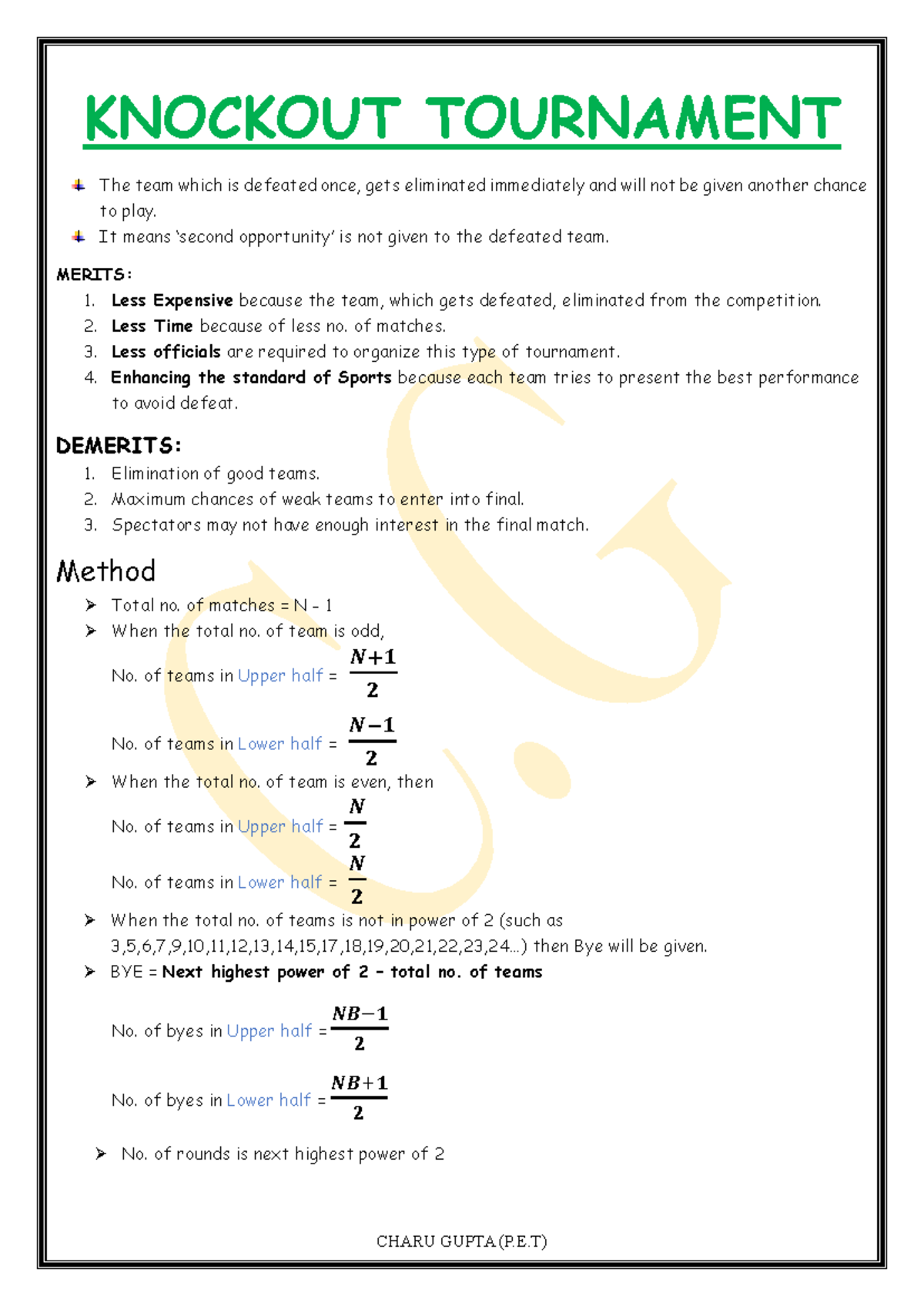 CHP 4: Knockout Tournament Analysis and Player Types 2025-1 - Studocu