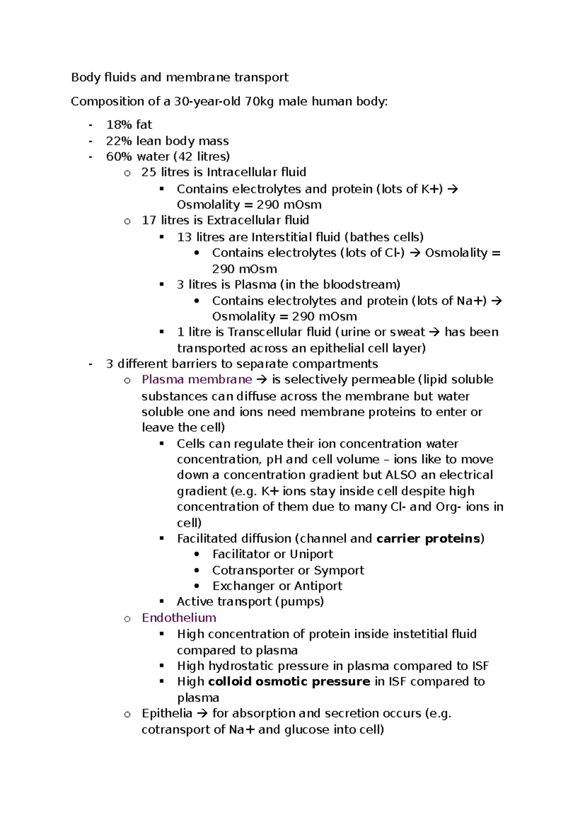 Body Fluids & Membrane Transport in Human Physiology: A Detailed ...