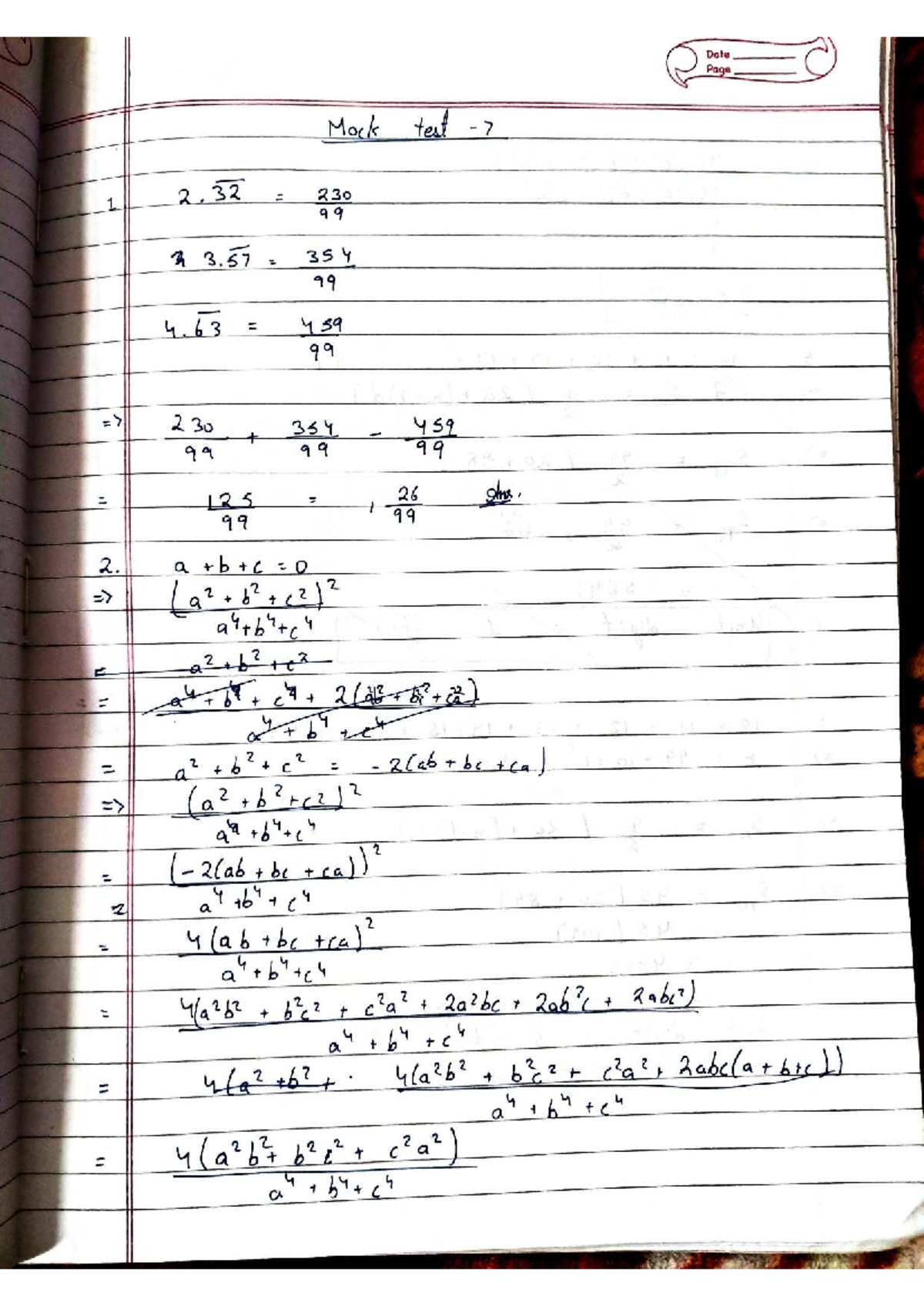 Maths Mock Test 7 - ASDF - Studocu