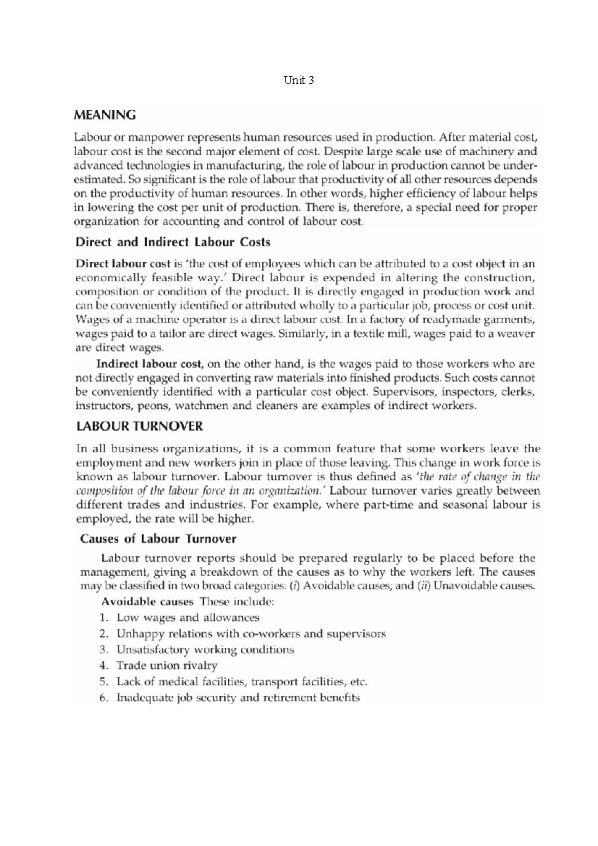 Unit 3: Cost Accounting of Labour and Manpower Management - Studocu