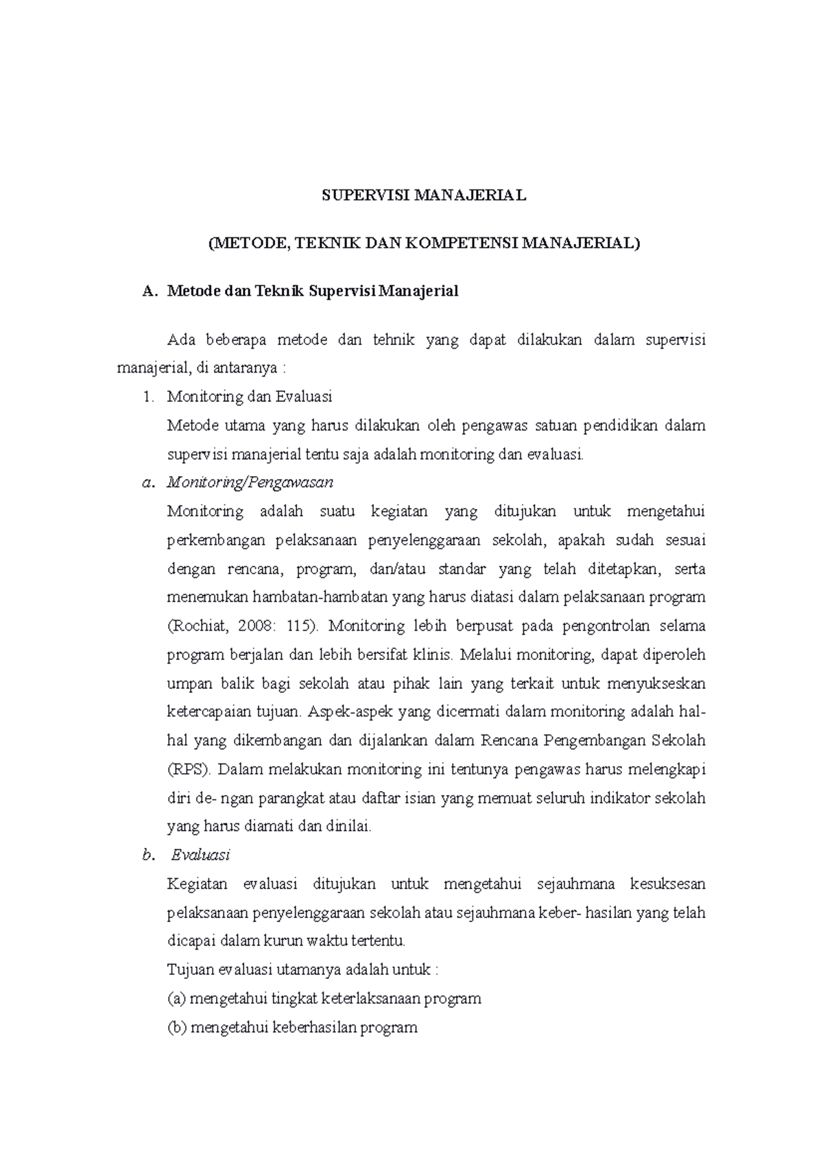Metode dan Teknik dalam Supervisi Manajerial: Kompetensi Utama - Studocu