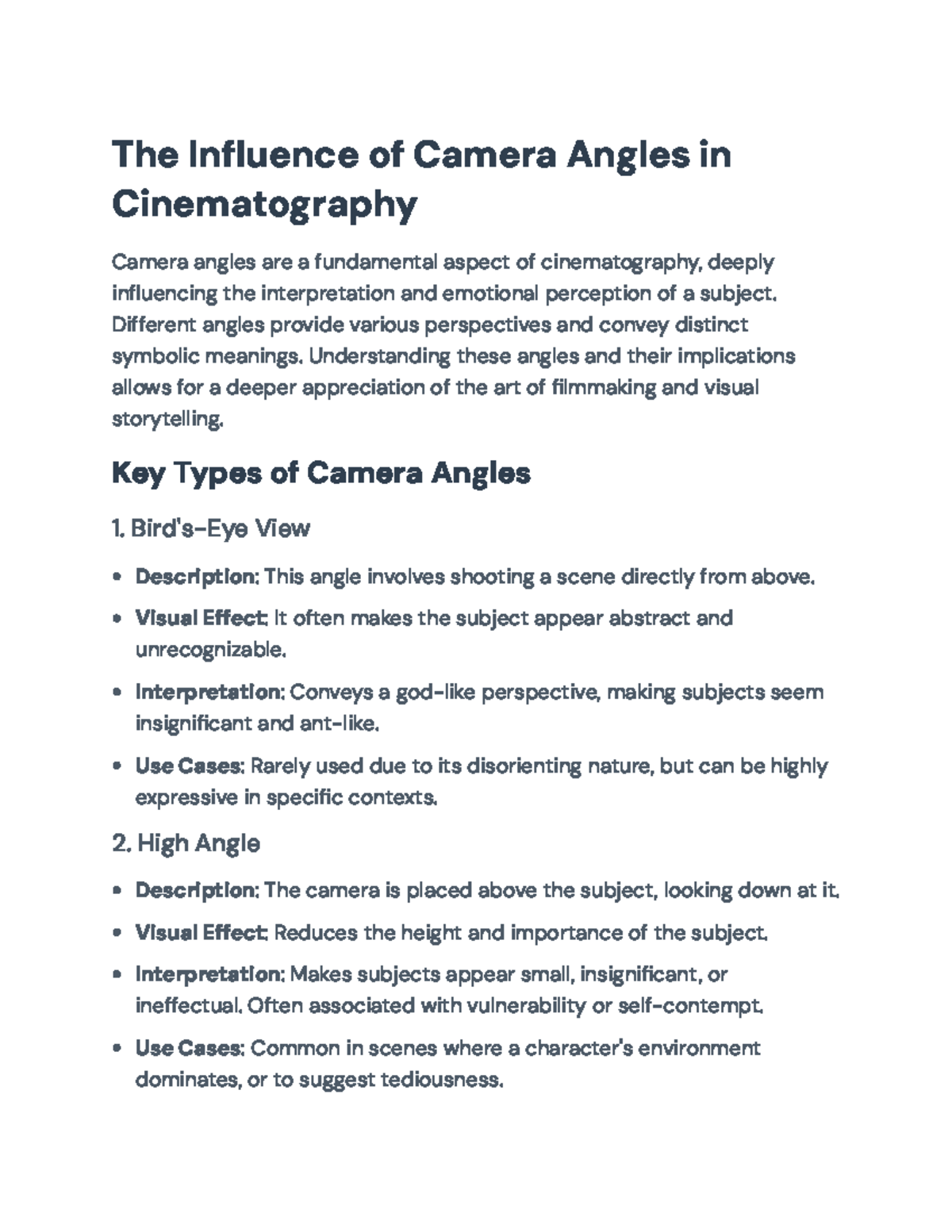 Understanding Camera Angles in Cinematography: Types & Impacts - The ...