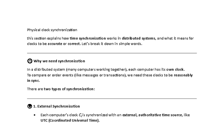 Physical Clock Synchronization in Distributed Systems: A Simplified ...