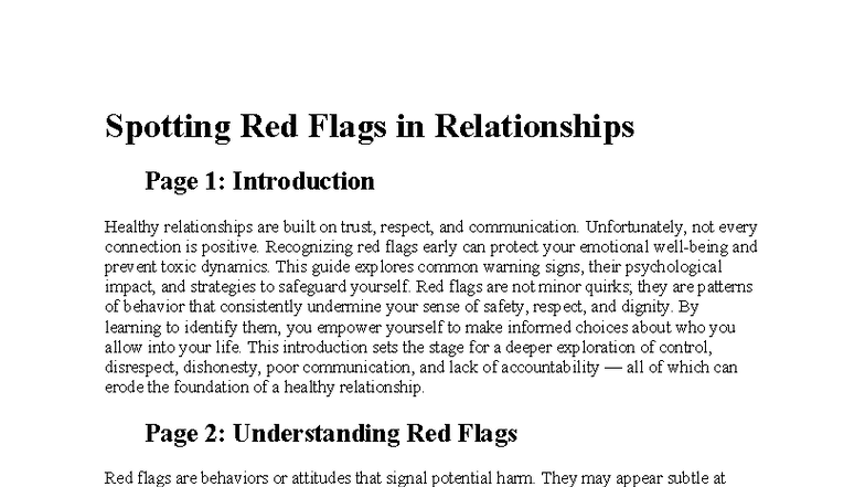 Identifying Red Flags in Relationships: A Comprehensive Guide - Studocu
