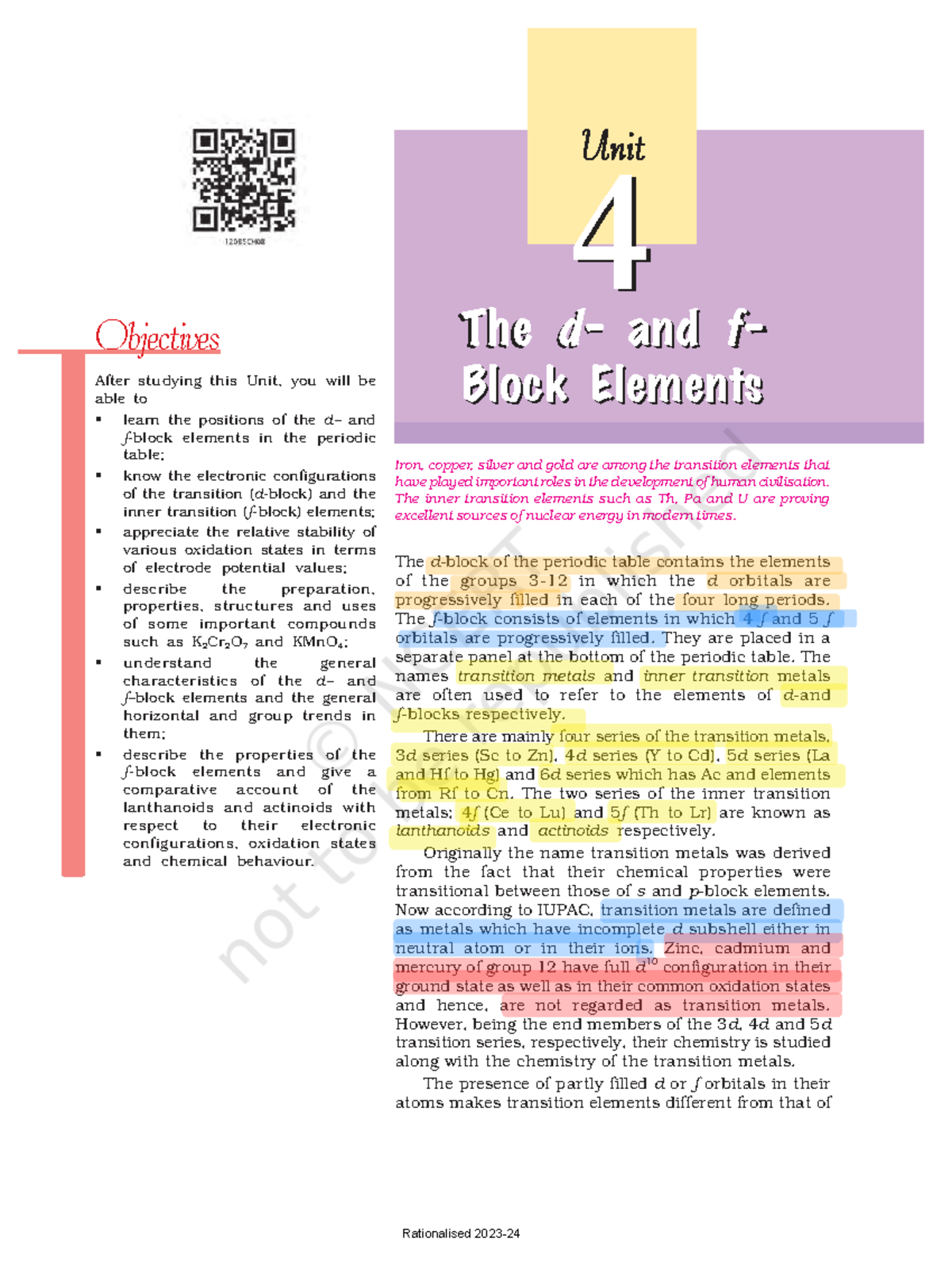 D & F Block Elements: Key Concepts and Characteristics - Studocu