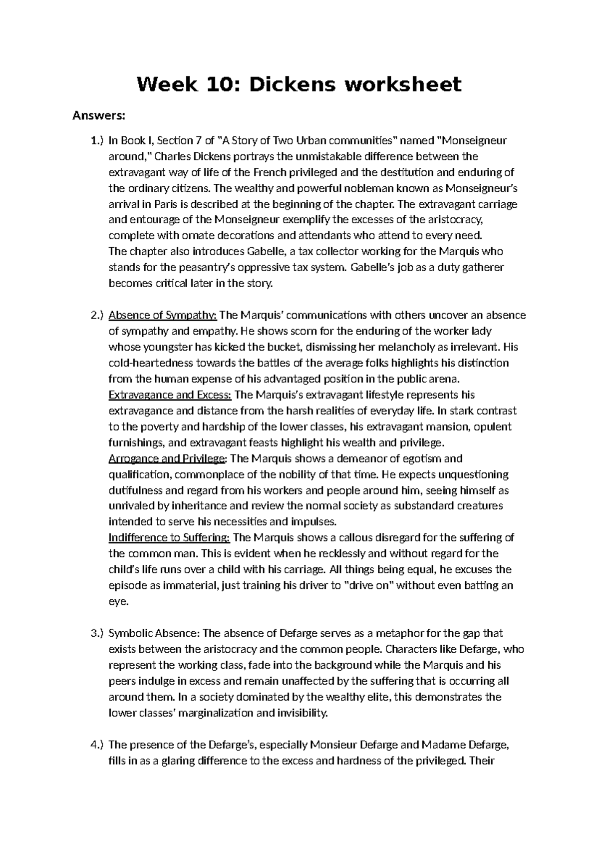 English Worksheet Week 10: Analyzing Dickens' Social Commentary - Studocu