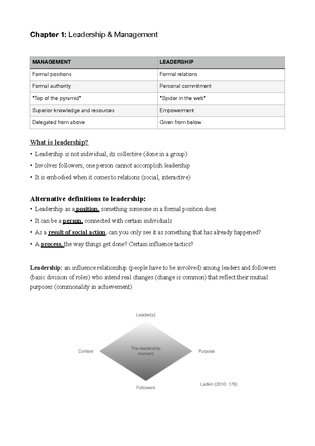 Leadership Classical theories - Chapter 1: Leadership & Management What ...