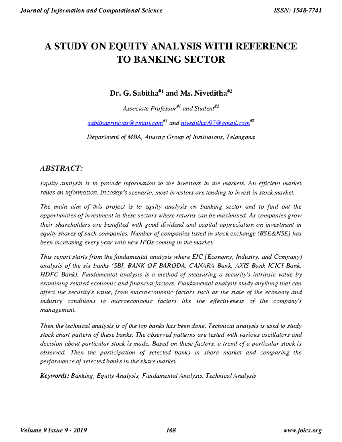 Equity Research Project on Banking Sector Analysis (MBA 2023) - Studocu